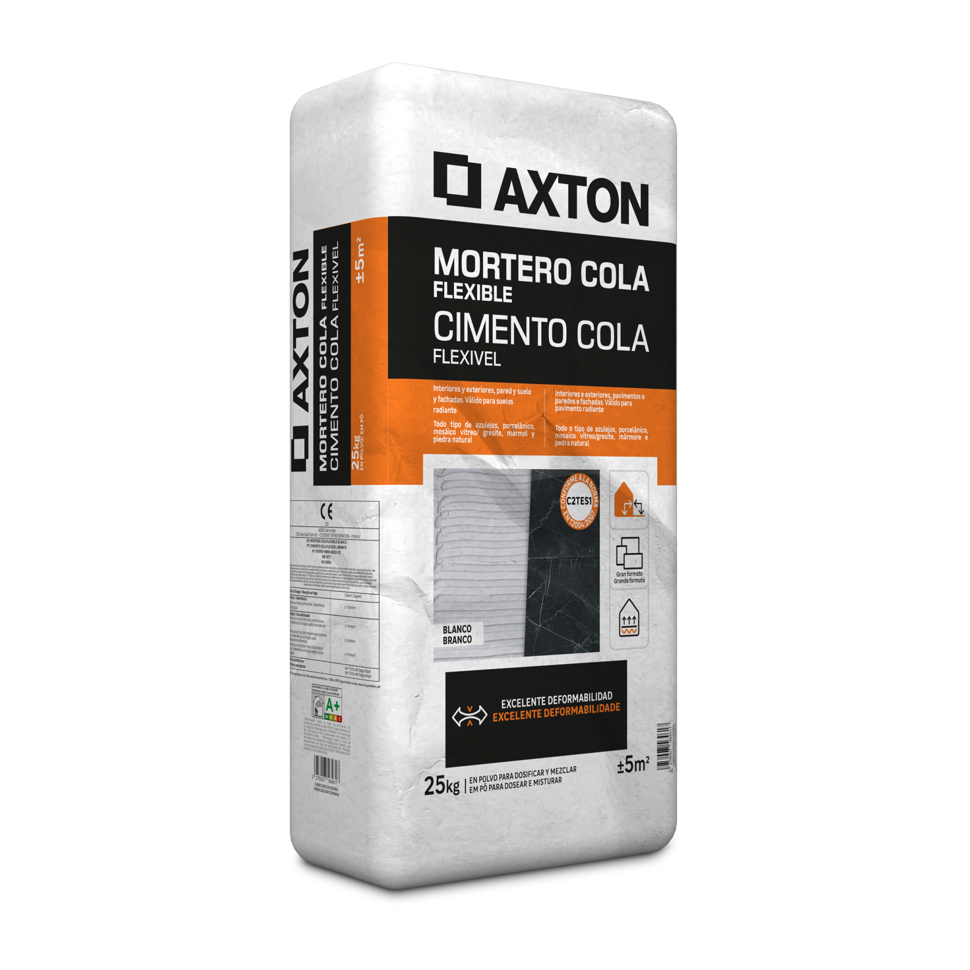 Mortero cola porcelanico axton 25 kg blanco - BarChile