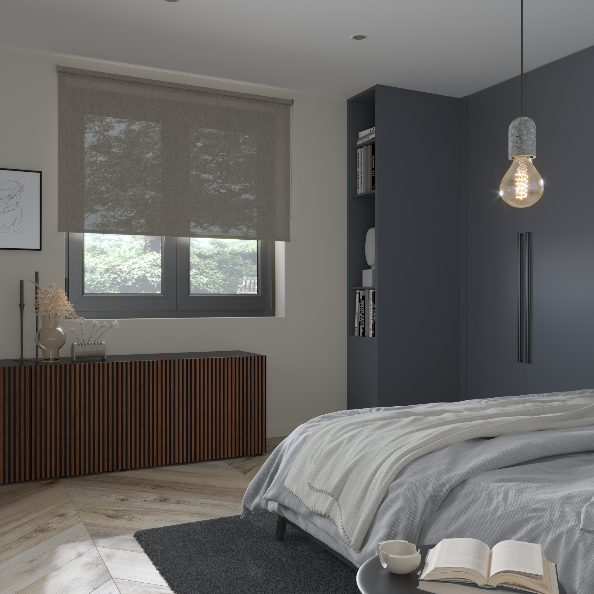 Estor enrollable screen Puebla Granite gris INSPIRE de 220x250cm ...