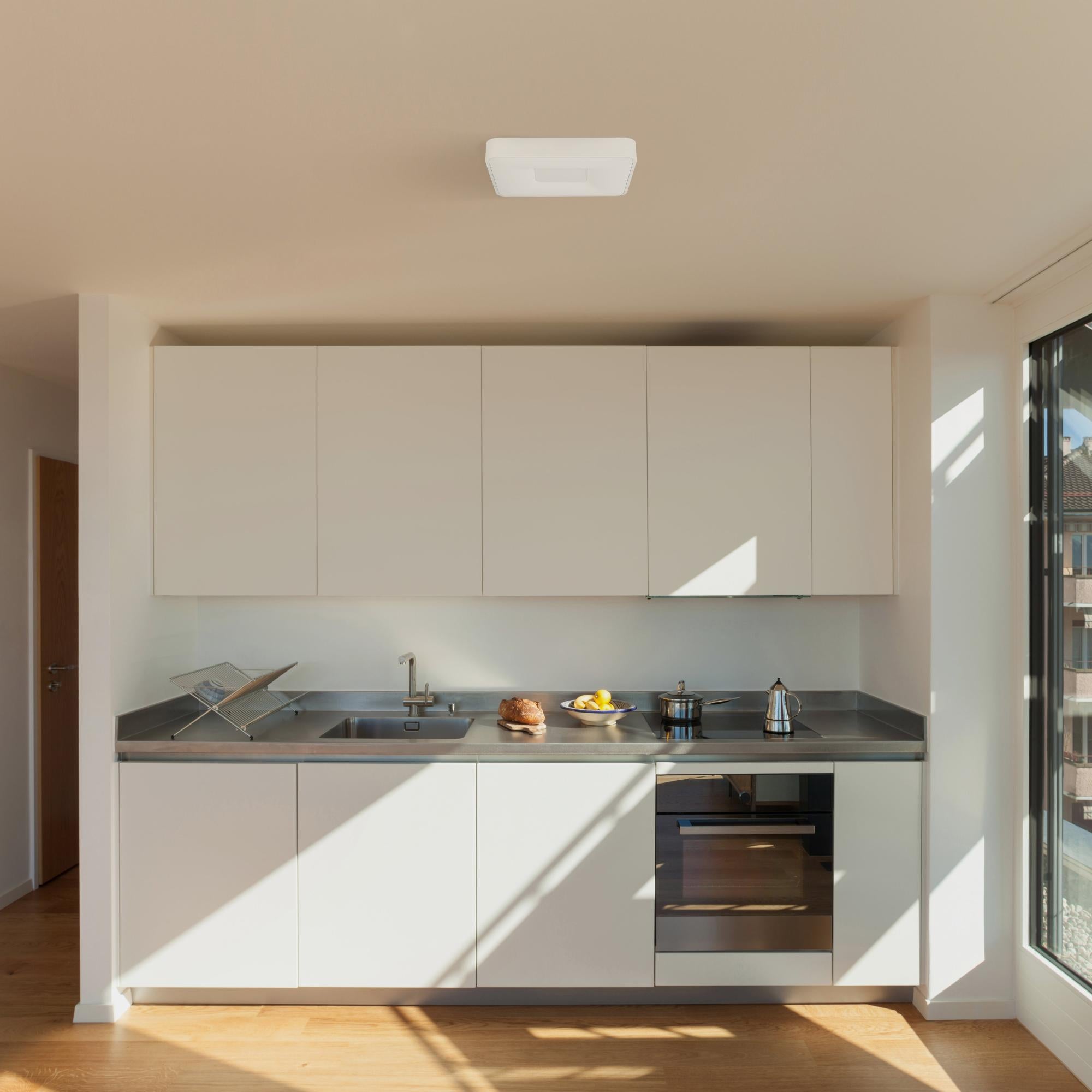 Plafón LED Coin cuadrado blanco 56W color de luz regulable con mando ...