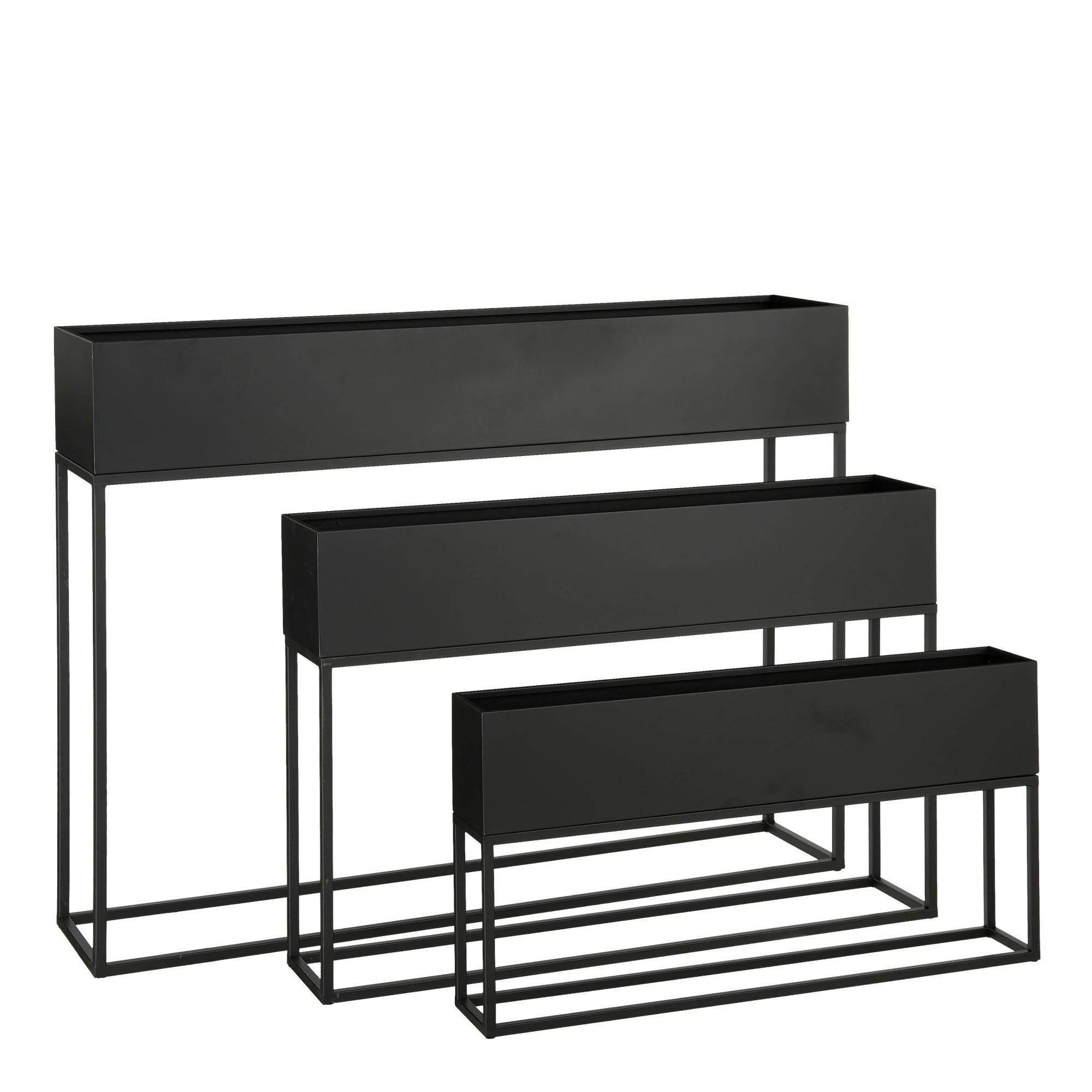 Jardinera de hierro elevada Timón negra de 118 x 24 x 88 cm | Leroy Merlin