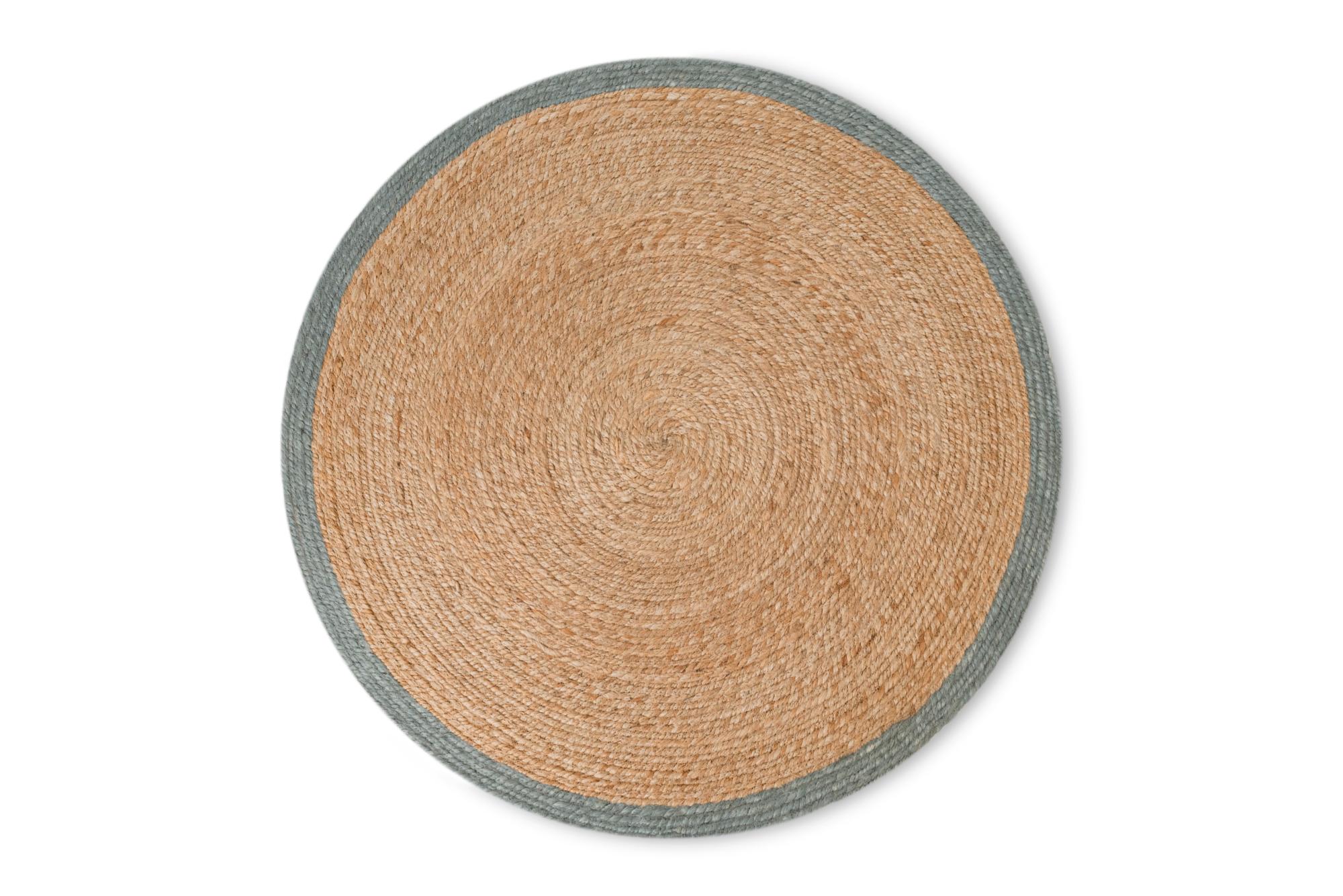 Alfombra yute Yute Trani natural y azul redonda 90x90cm | Leroy Merlin