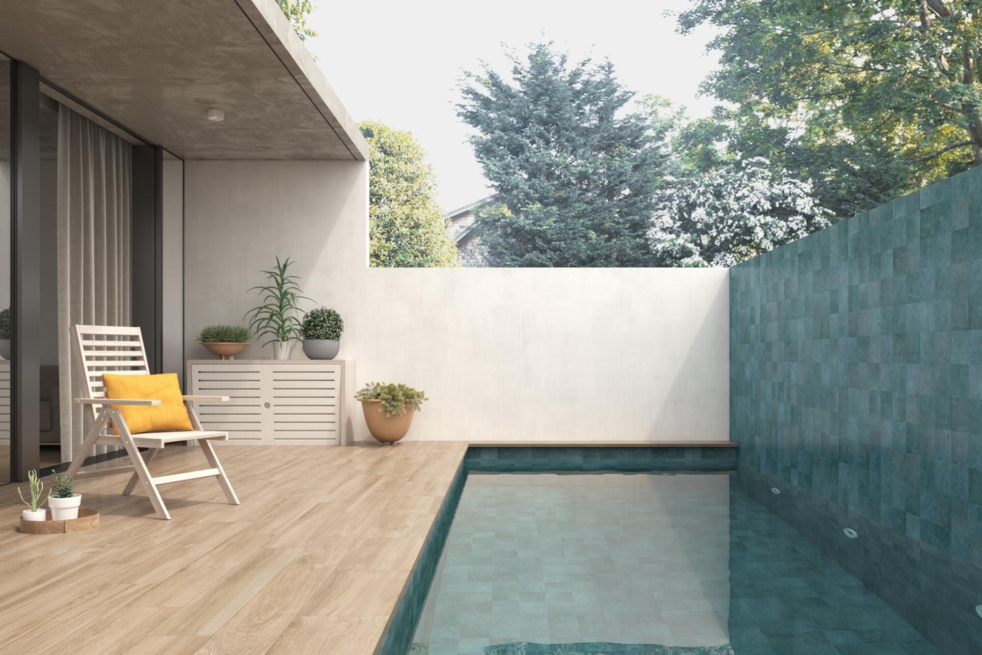 Azulejo porcelánico efecto cuero azul mate 33x33 cm Bali | Leroy Merlin