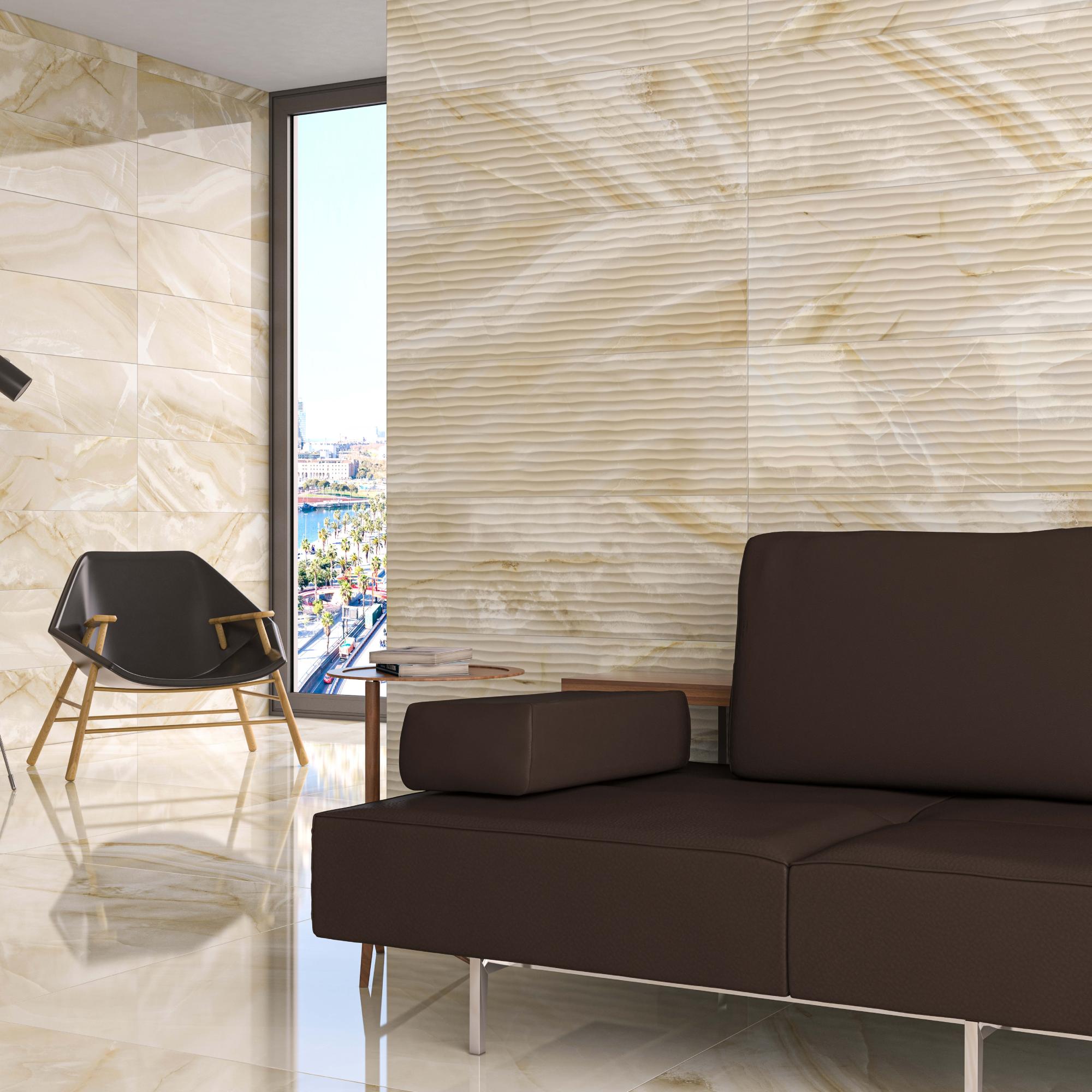 Azulejo efecto mármol sand brillante 30x90 cm Marmi ARTENS | Leroy Merlin