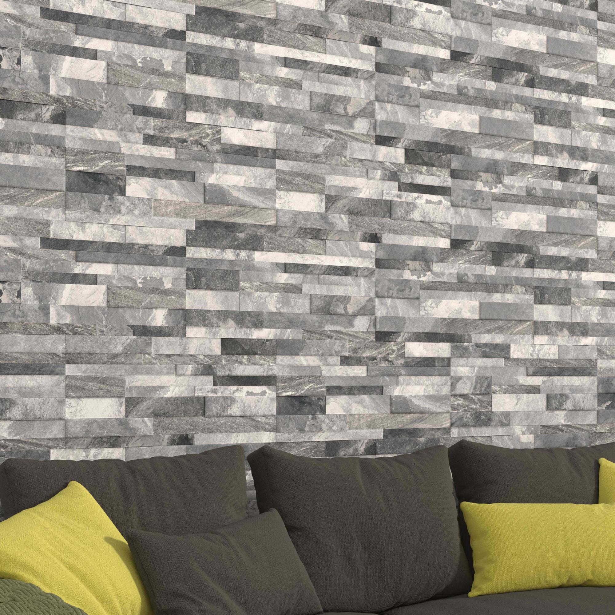 Azulejo porcelánico efecto piedra grey mate 30.3x61.3 cm Slate | Leroy ...
