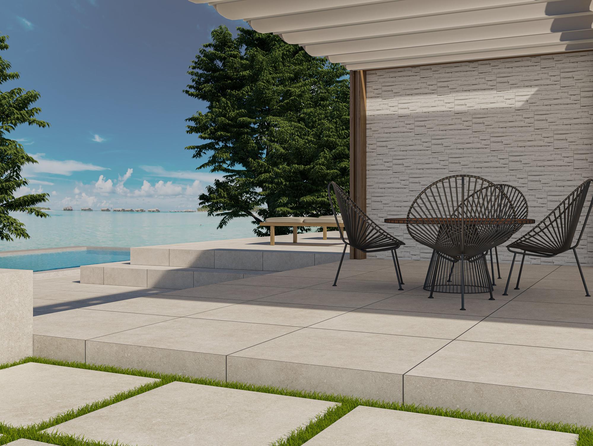 Suelo porcelánico Arenisca 75x75 cm perla C3 exterior | Leroy Merlin