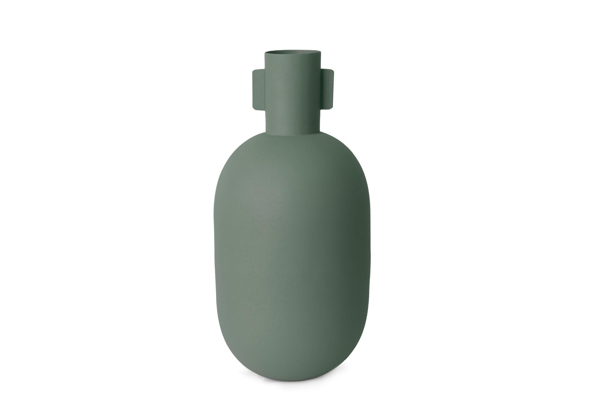 Jarrón ovalado grande de metal verde 15x32 cm | Leroy Merlin