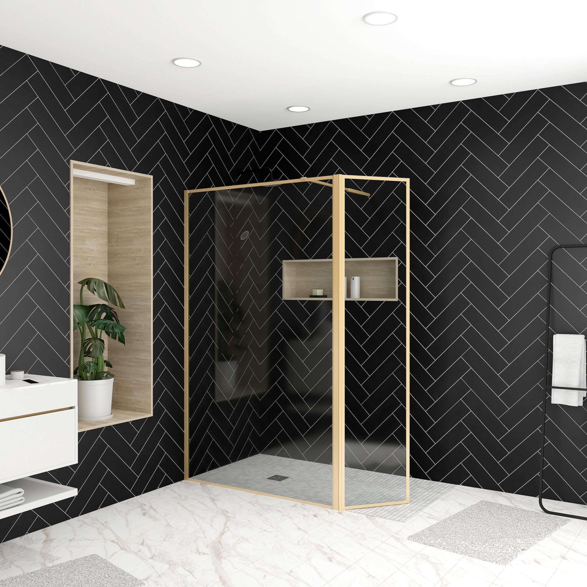 Panel de ducha Austine transparente perfil oro 160x200cm | Leroy Merlin