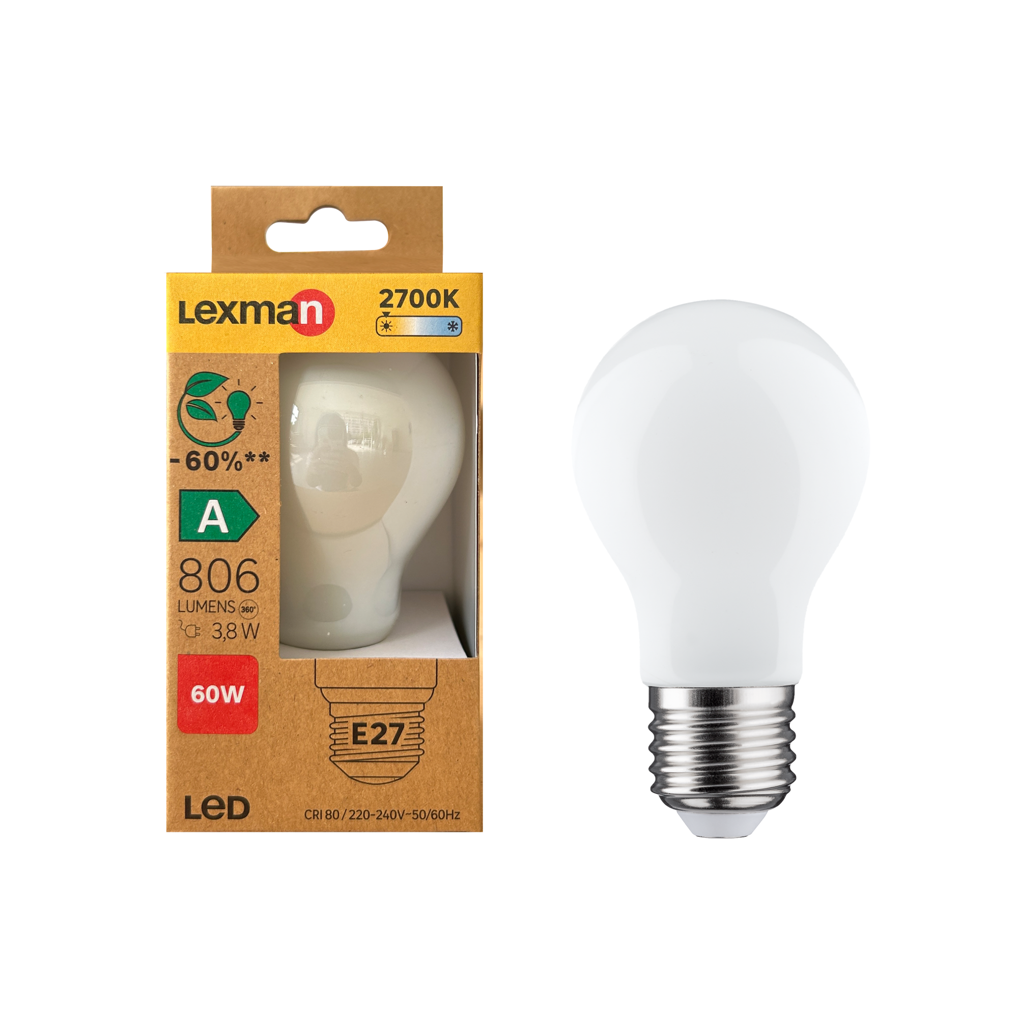 Bombilla LED E27 806 lm blanco cálido Lexman | Leroy Merlin