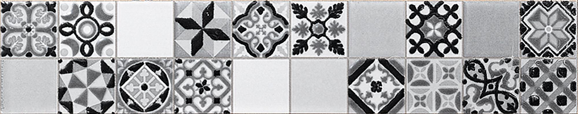 Set de 3 cenefas hidráulica gris y negro 6x30 cerámica esmaltada ...