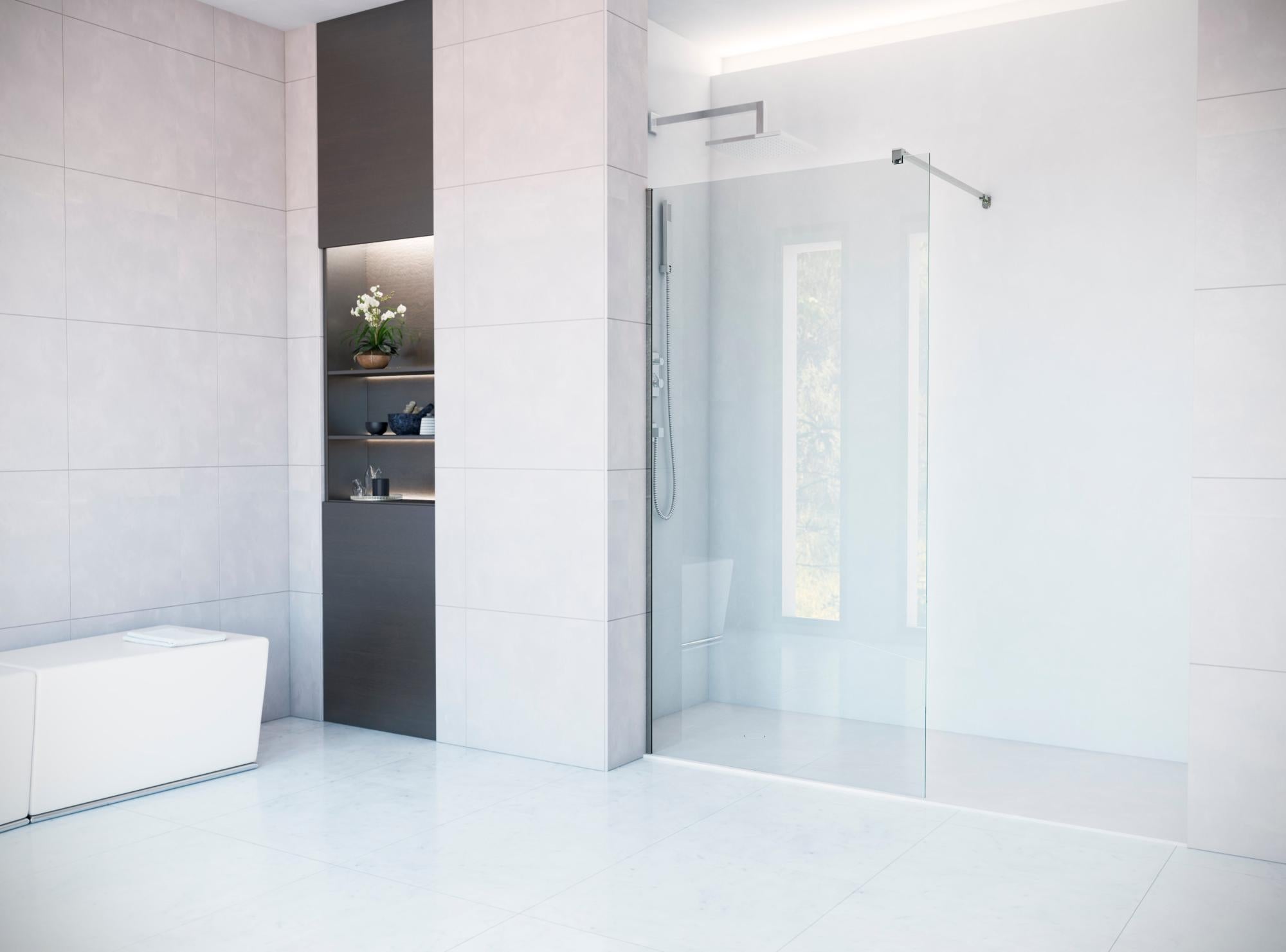 Panel de ducha Fixed transparente perfil cromado 90x195cm | Leroy Merlin