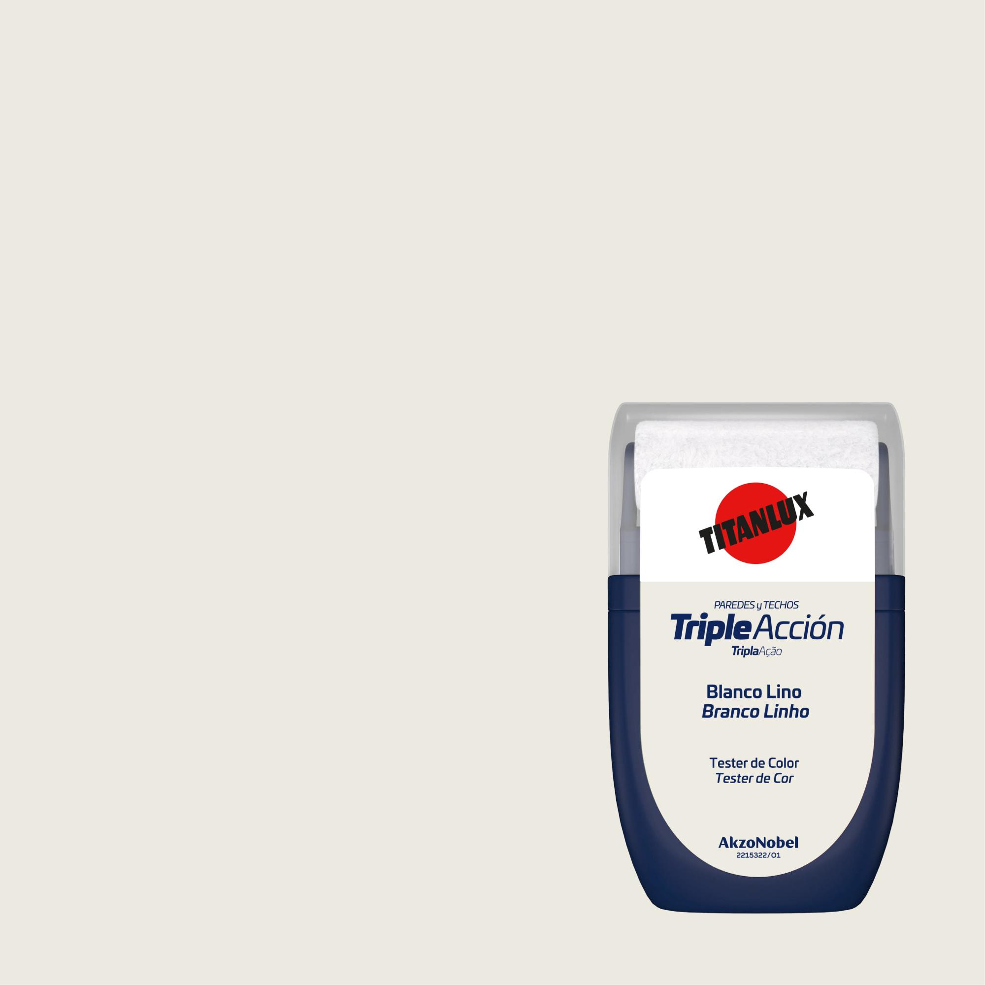 Tester de pintura Triple Acción TITANLUX mate 30ml blanco lino | Leroy ...
