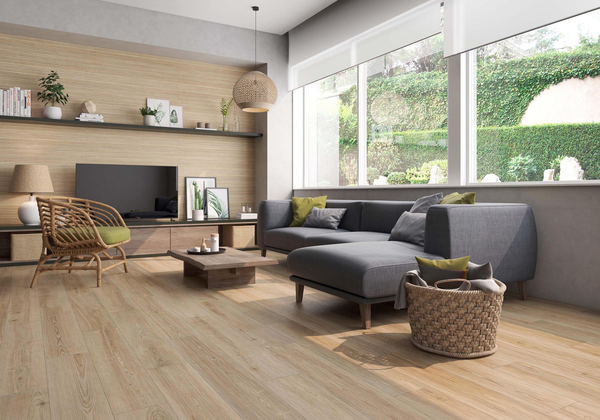 Suelo porcelánico efecto madera roble Colonial 19.5x120 cm ROCA TILES ...