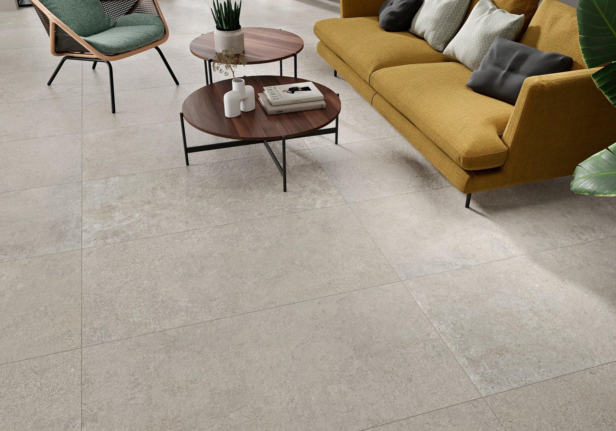 Suelo porcelánico efecto piedra gris June 60x60 cm ROCA TILES | Leroy ...