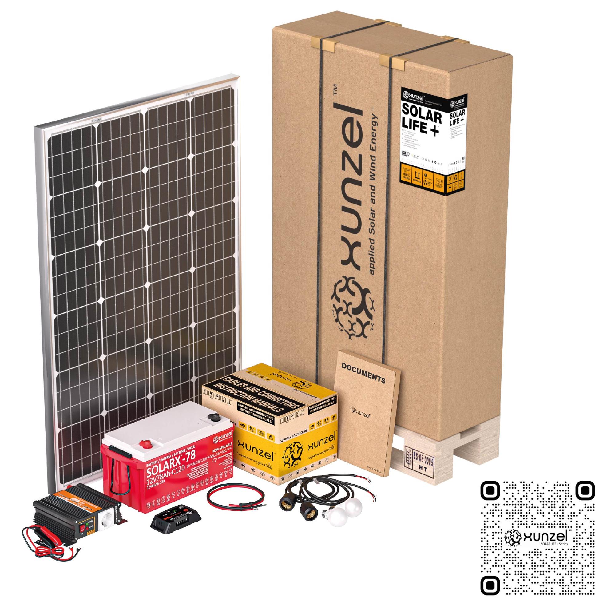 Kit fotovoltaico SOLARLIFE+ XUNZEL 500 Iluminación LED NATURE, inversor 500W | Leroy Merlin