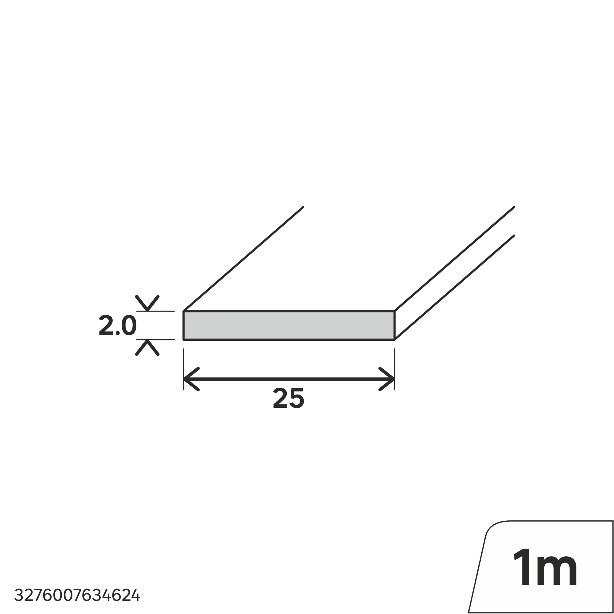 Perfil forma de plano de PVC blanco STANDERS, Alt. 2 x An.25 mm x L.1 m ...