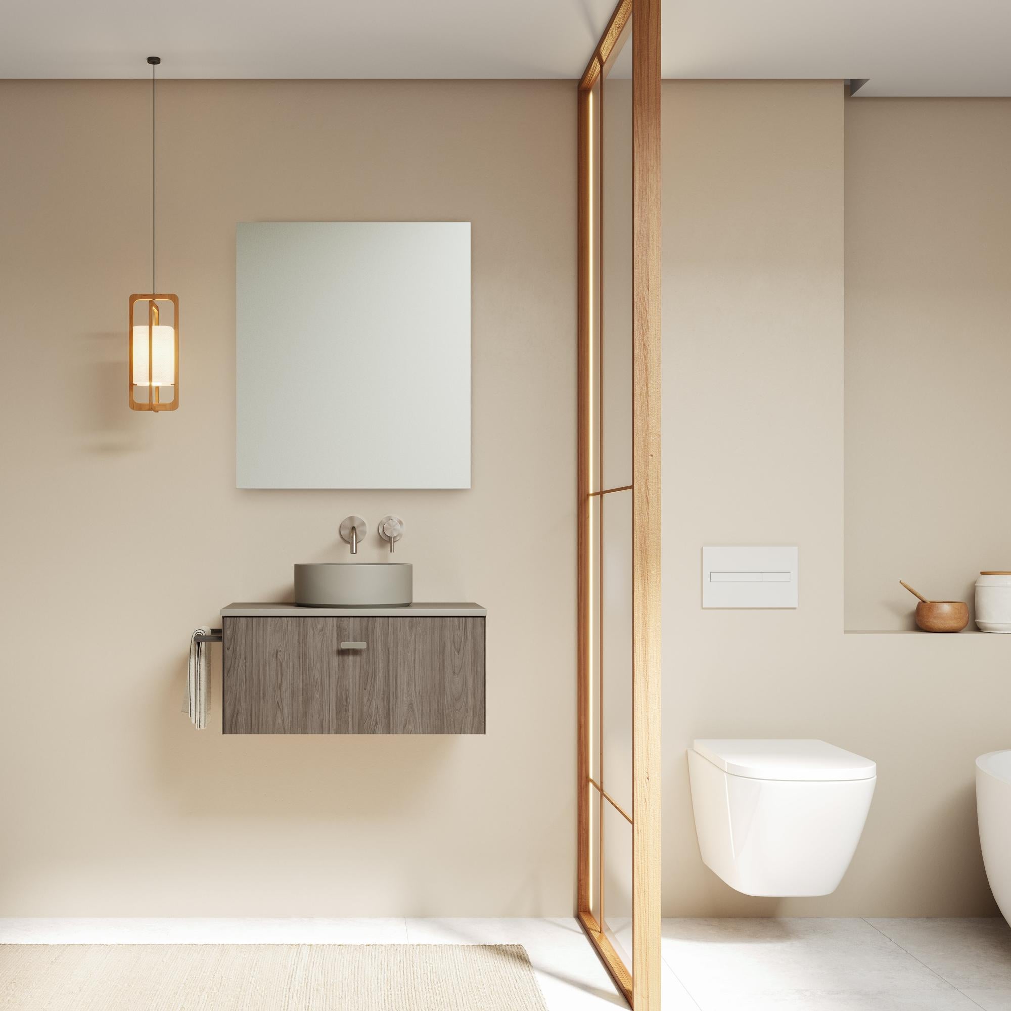 Mueble de baño con lavabo Mei Top roble gris 60x35 cm | Leroy Merlin