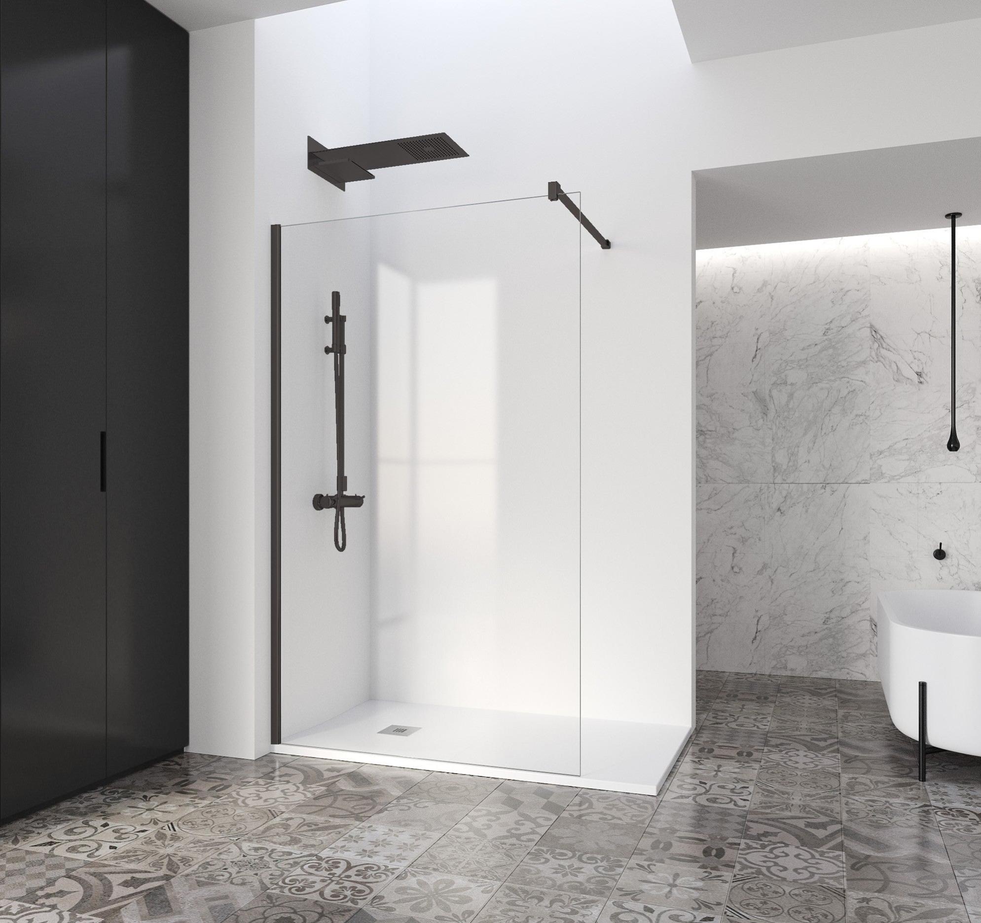 Panel de ducha Standar transparente perfil negro 99x195cm | Leroy Merlin