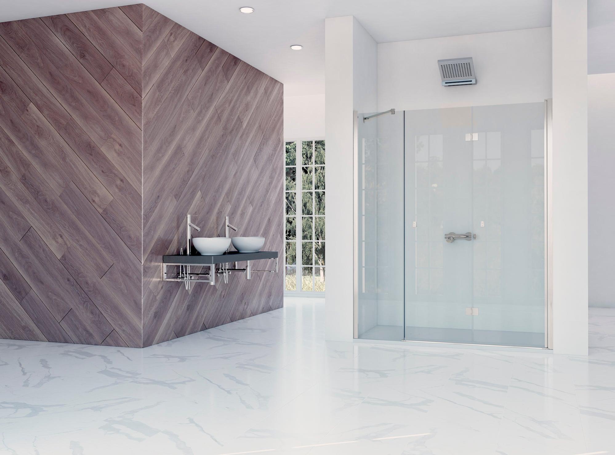 Mampara plegable Zinc transparente perfil cromado 140x195 cm | Leroy Merlin