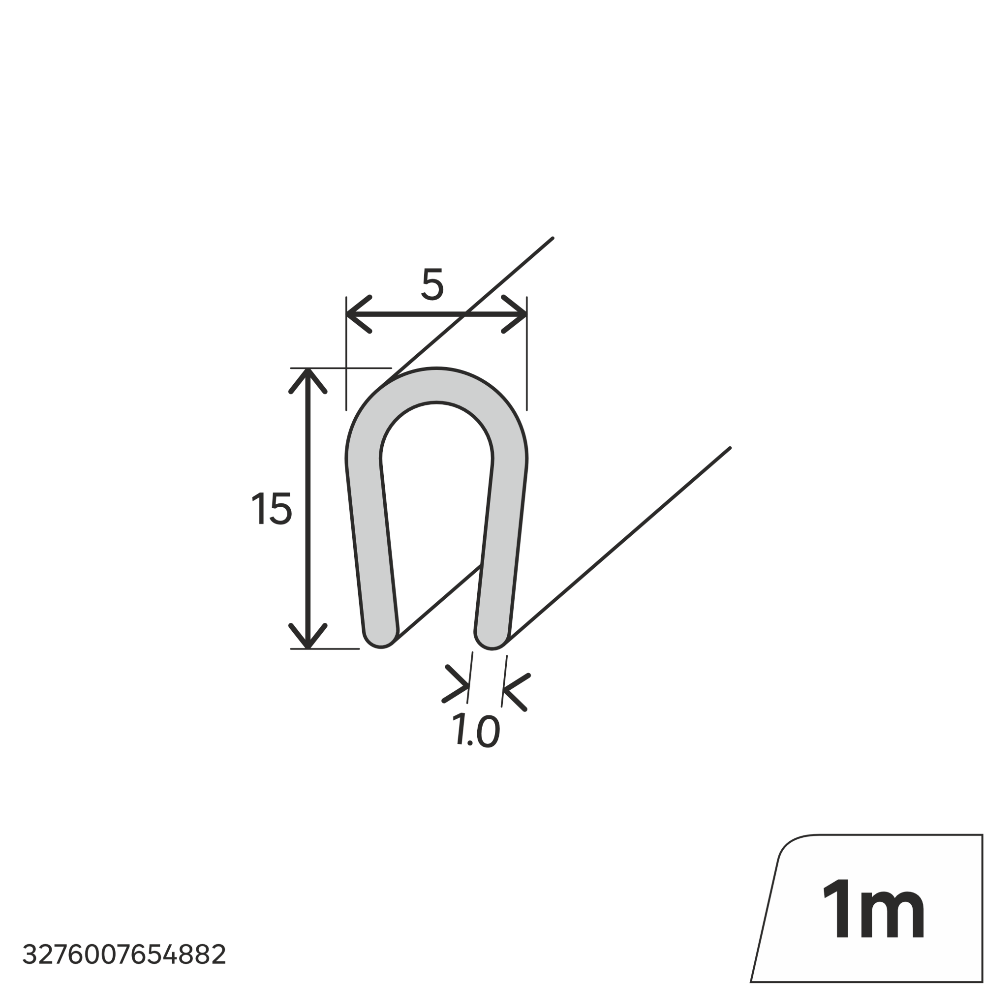 Perfil forma de sujetahojas de PVC blanco, Alt. 0 x An.15 x L.1000 mm ...