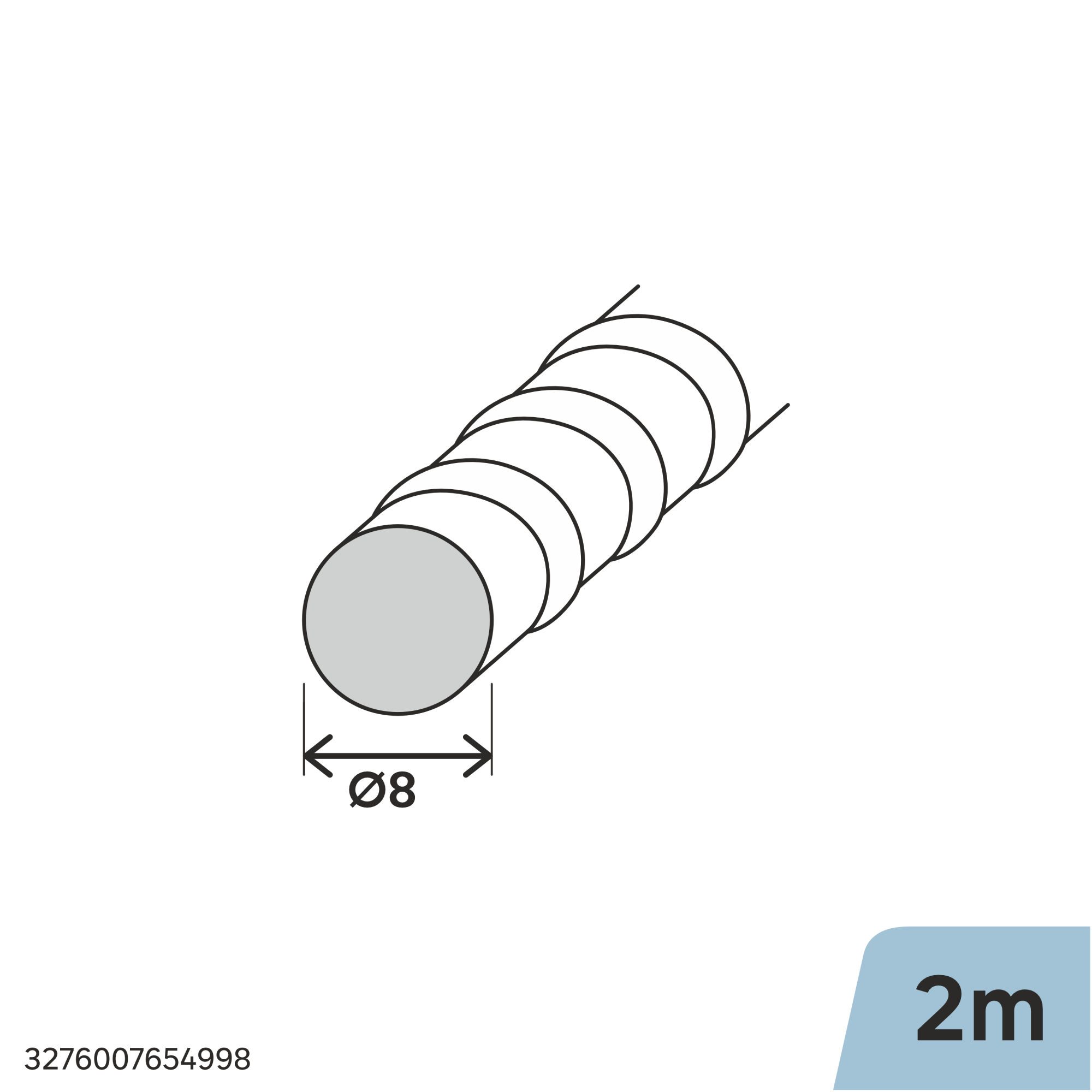 Perfil forma de redondo de acero caliente gris STANDERS , ø 8 mm x L.2 ...