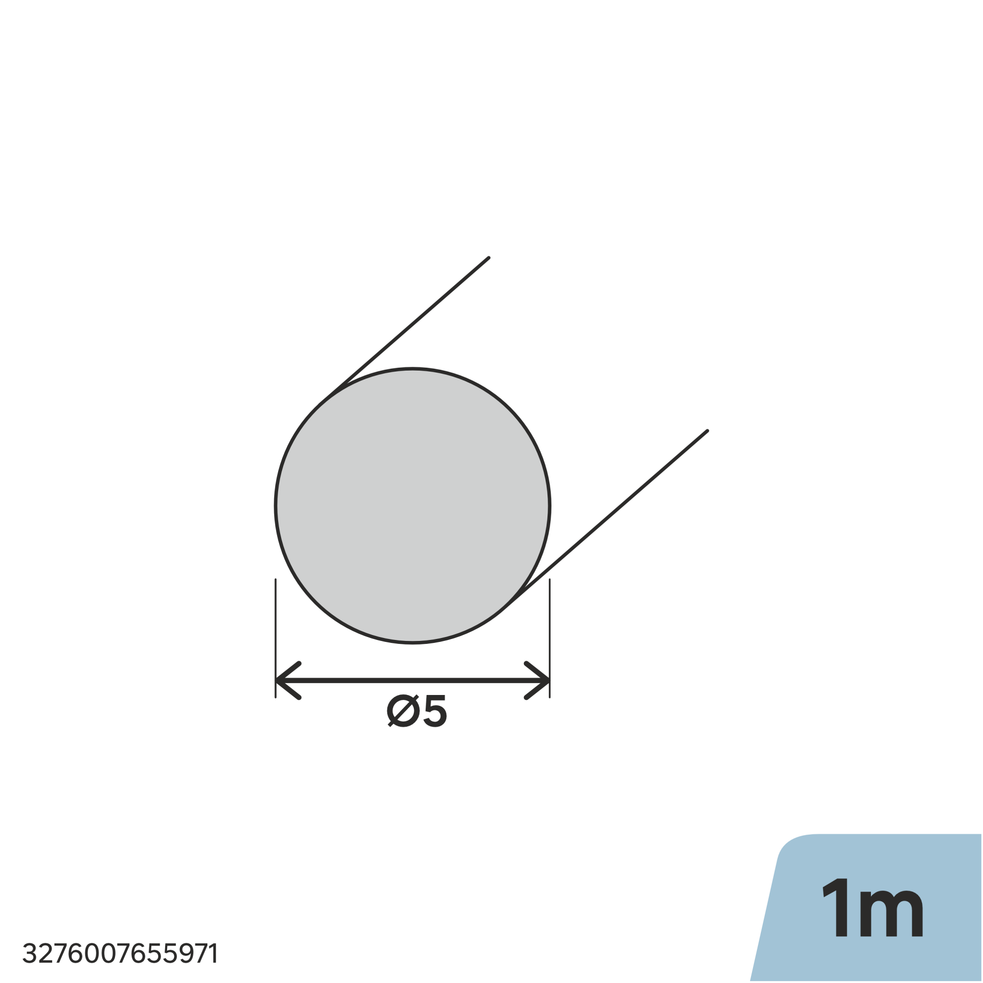 Perfil forma de redondo de acero caliente gris STANDERS , ø 5 mm x L.1 ...