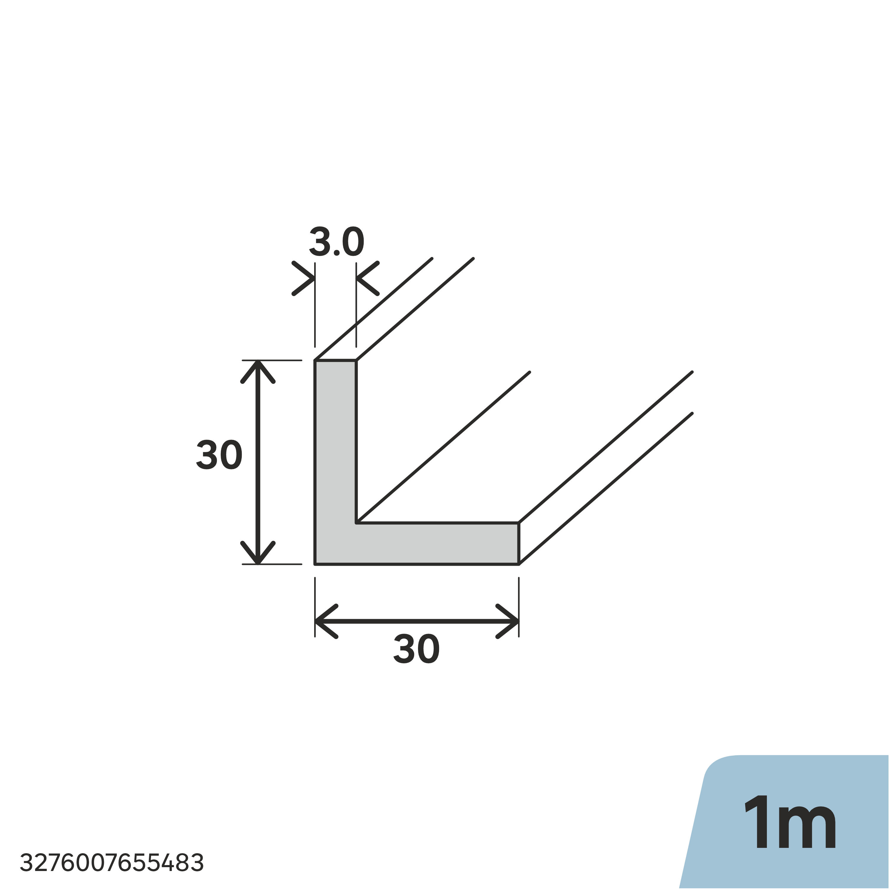 Perfil Forma De ángulo De Acero Gris Alt 30 X An30 X L1000 Mm Leroy Merlin