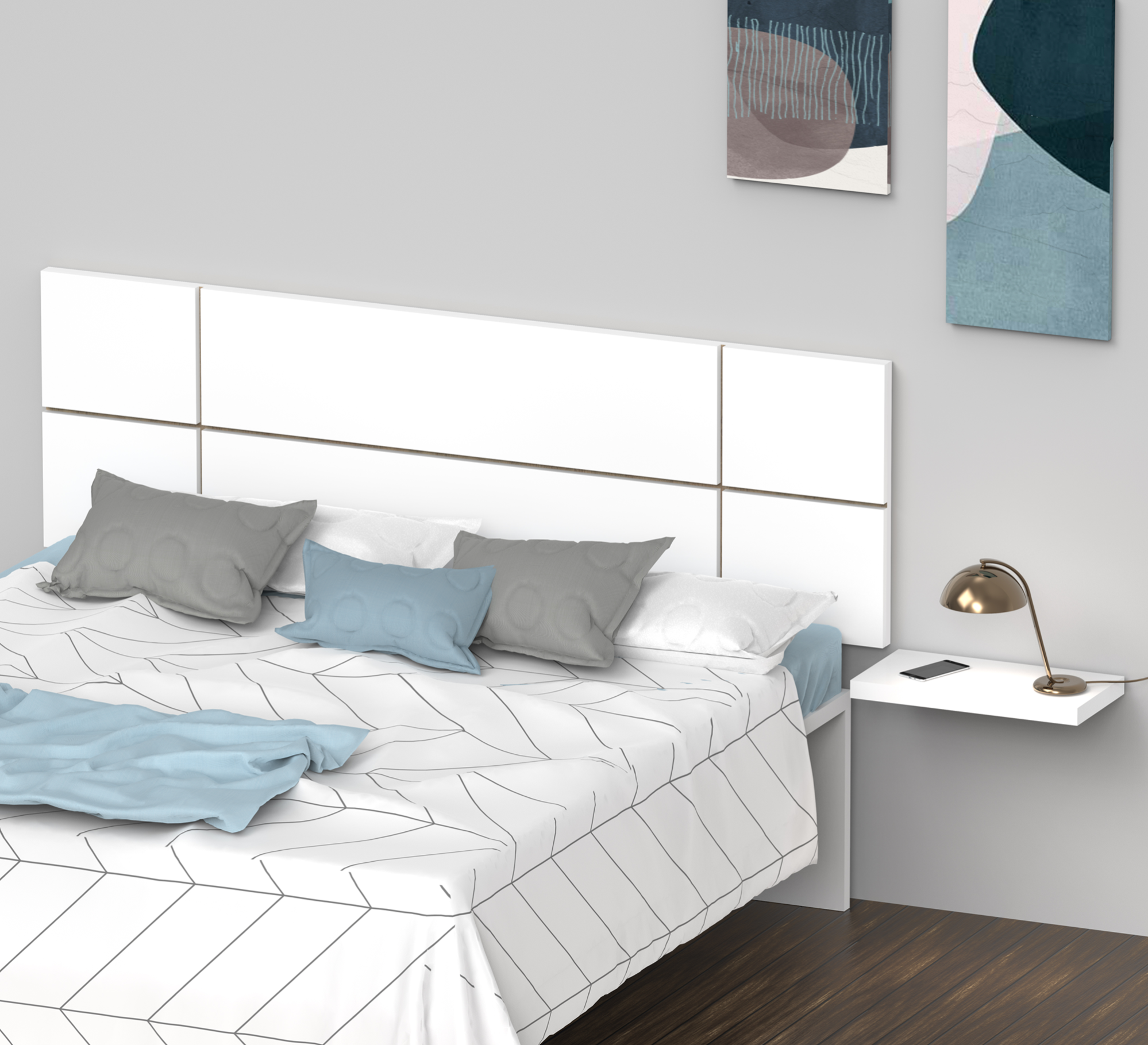 Cabecero de cama Elsa blanco 160x50x3,2 cm (anchoxaltoxfondo) | Leroy ...