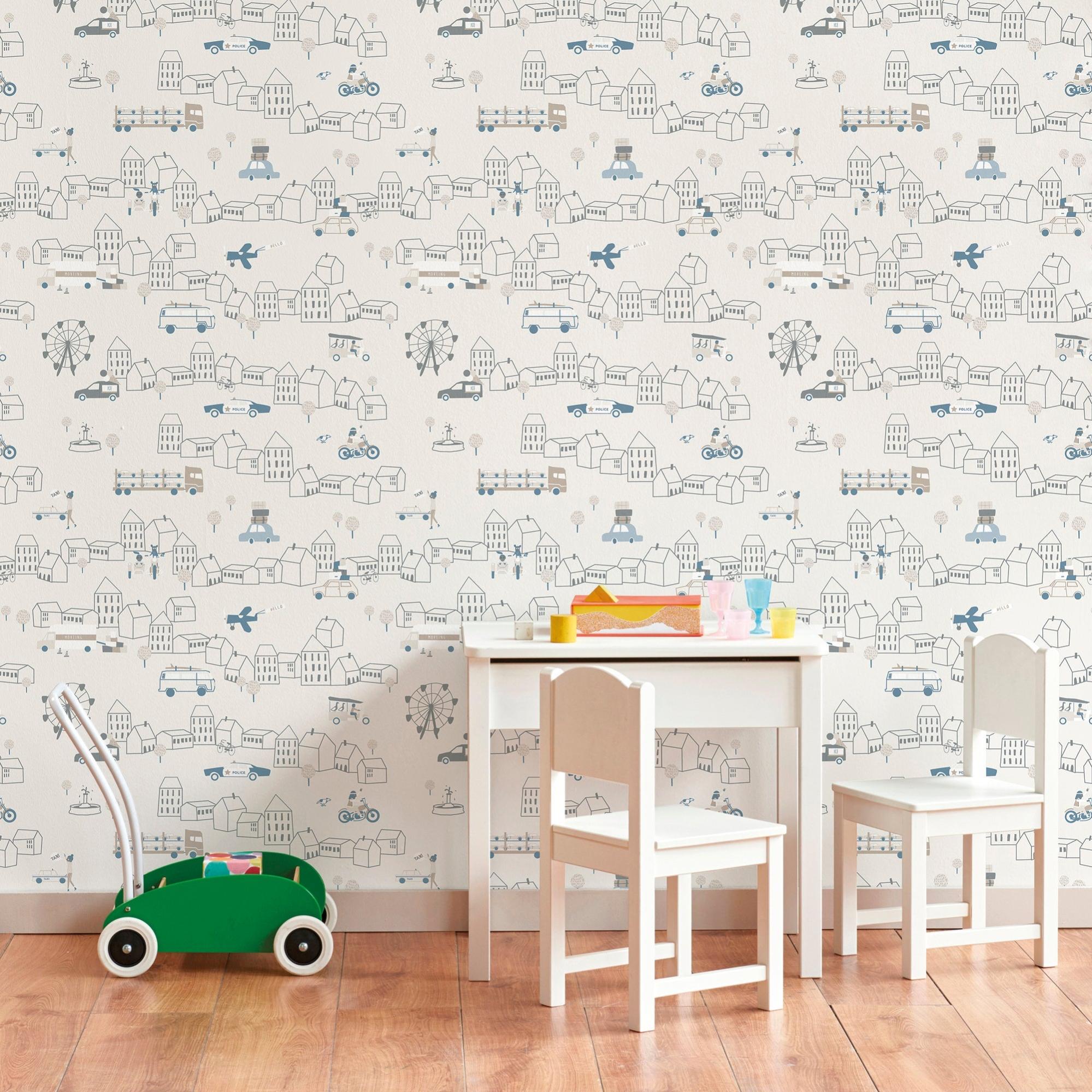 Papel pintado TNT infantil LAURA GRIS | Leroy Merlin