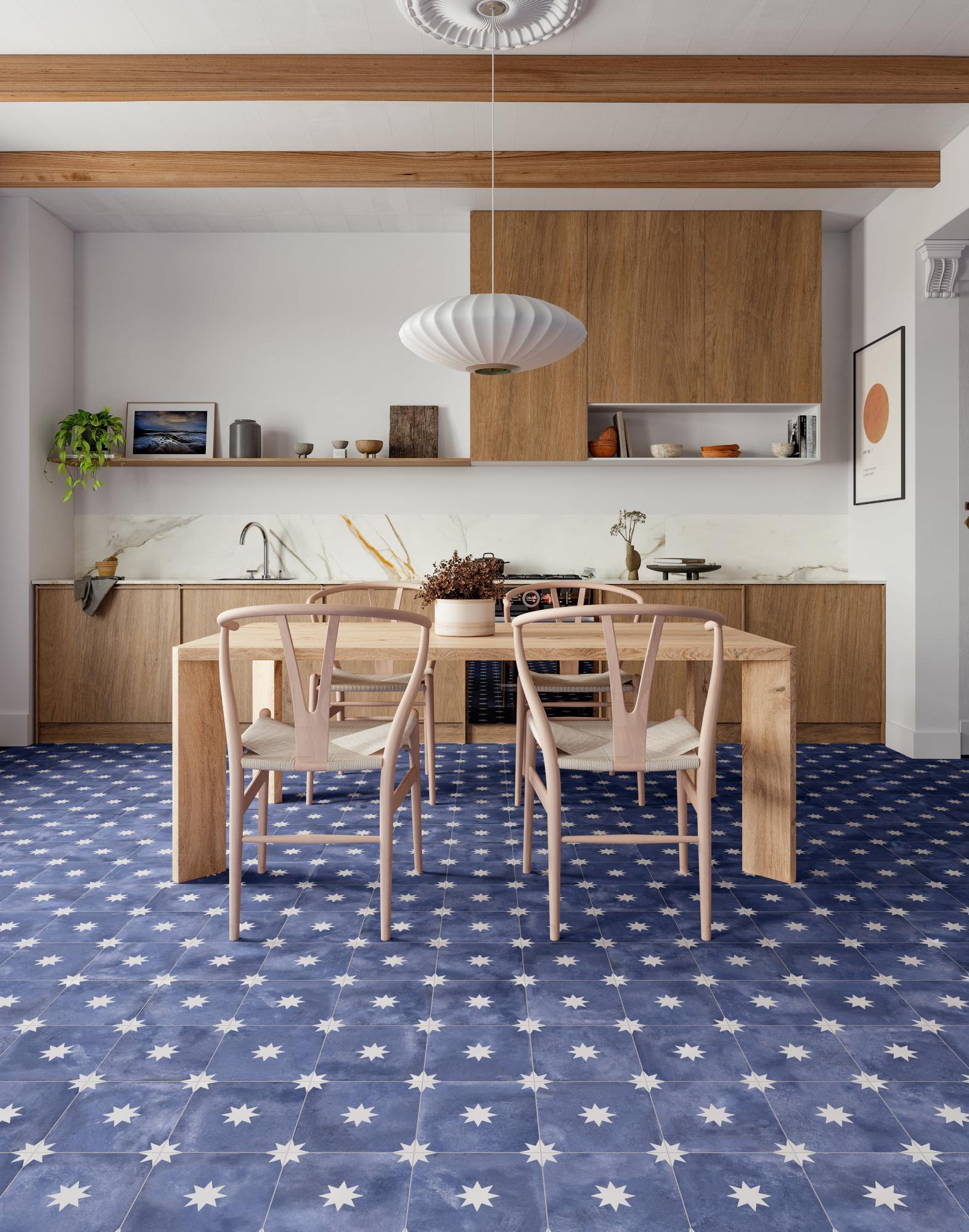 Suelo efecto liso azul Star 44x44 cm | Leroy Merlin