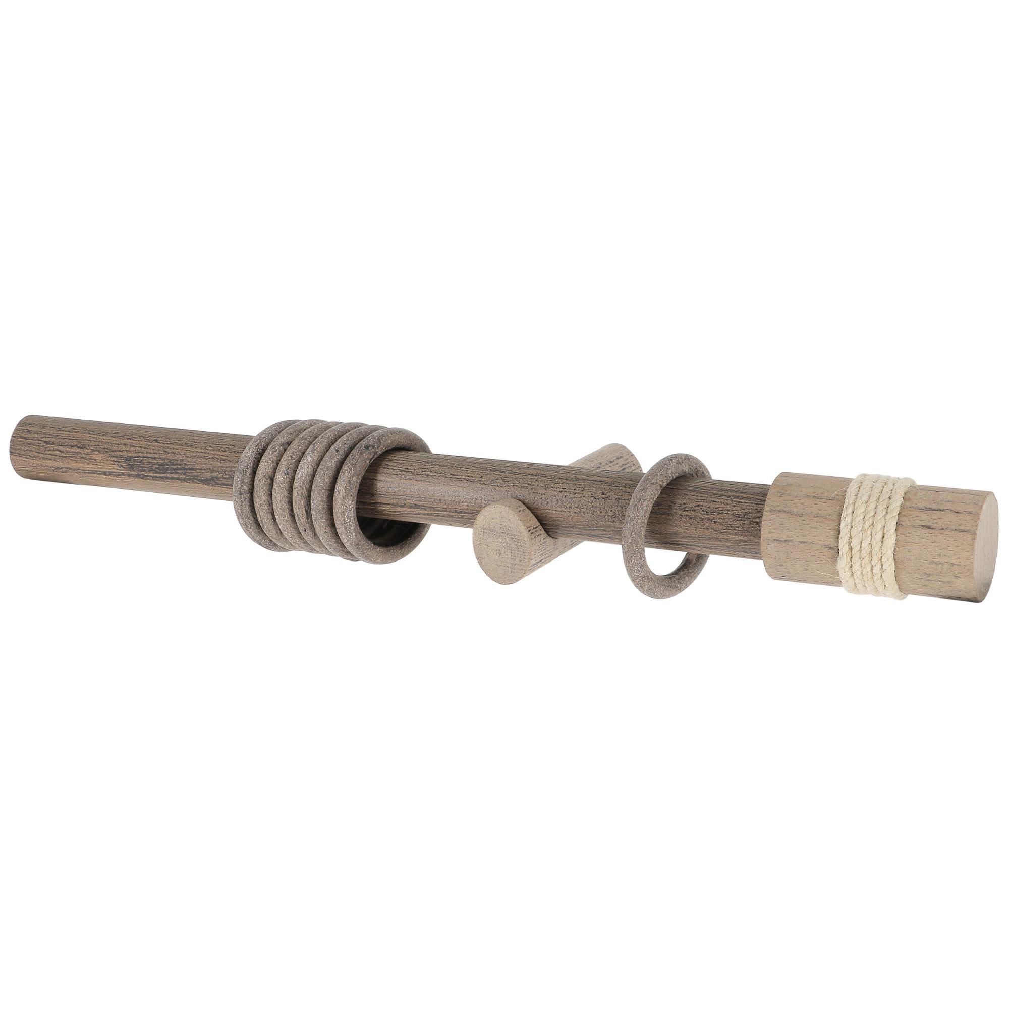 Kit barra de cortina madera Cuerda 200 cm D28 madera dorada | Leroy Merlin
