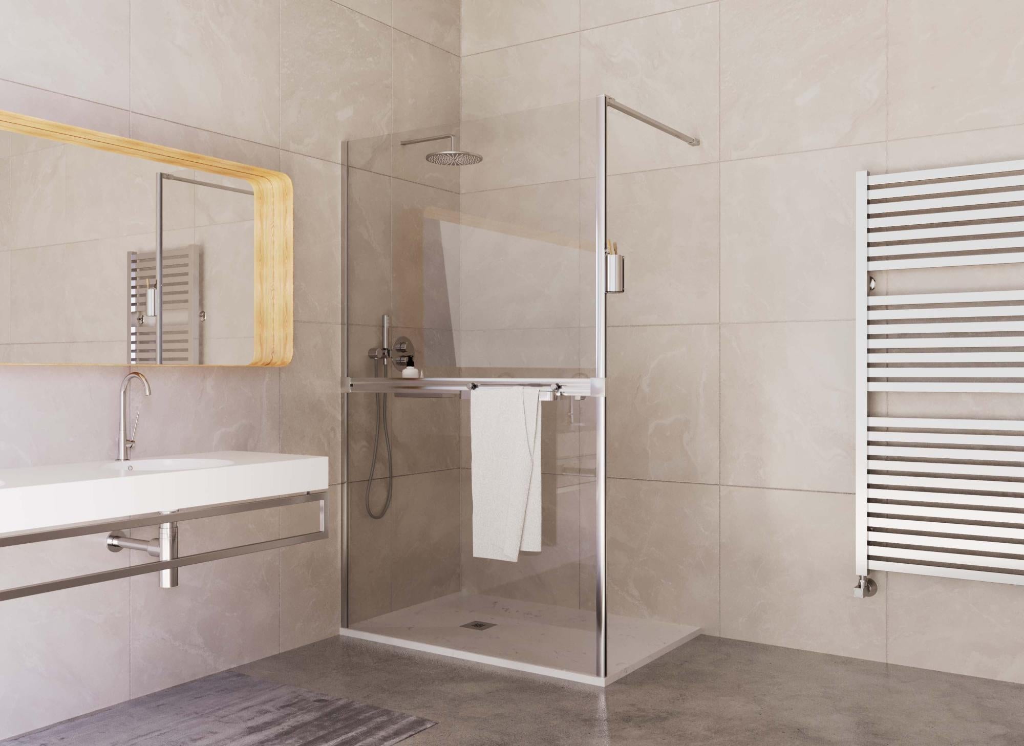 Panel de ducha Doppia transparente perfil cromado 90x200cm | Leroy Merlin