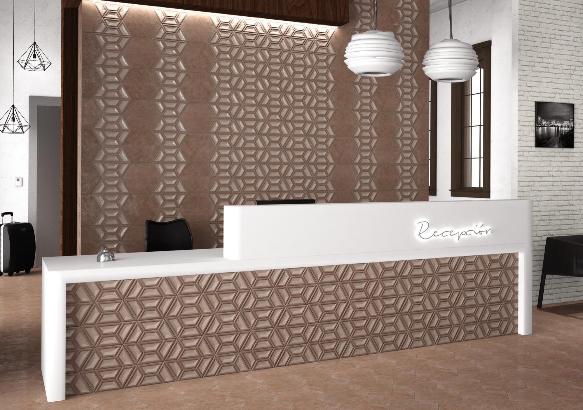 Azulejo porcelánico efecto metal marron y beige 28x33 cm Bling | Leroy ...