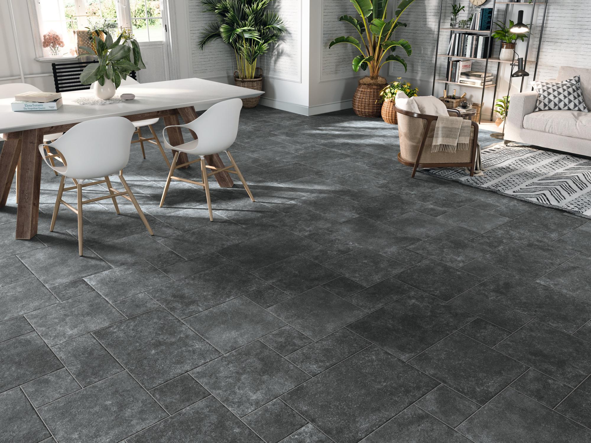 Suelo porcelánico borgogna efecto piedra gris 44x66 cm c3 - Elmandela