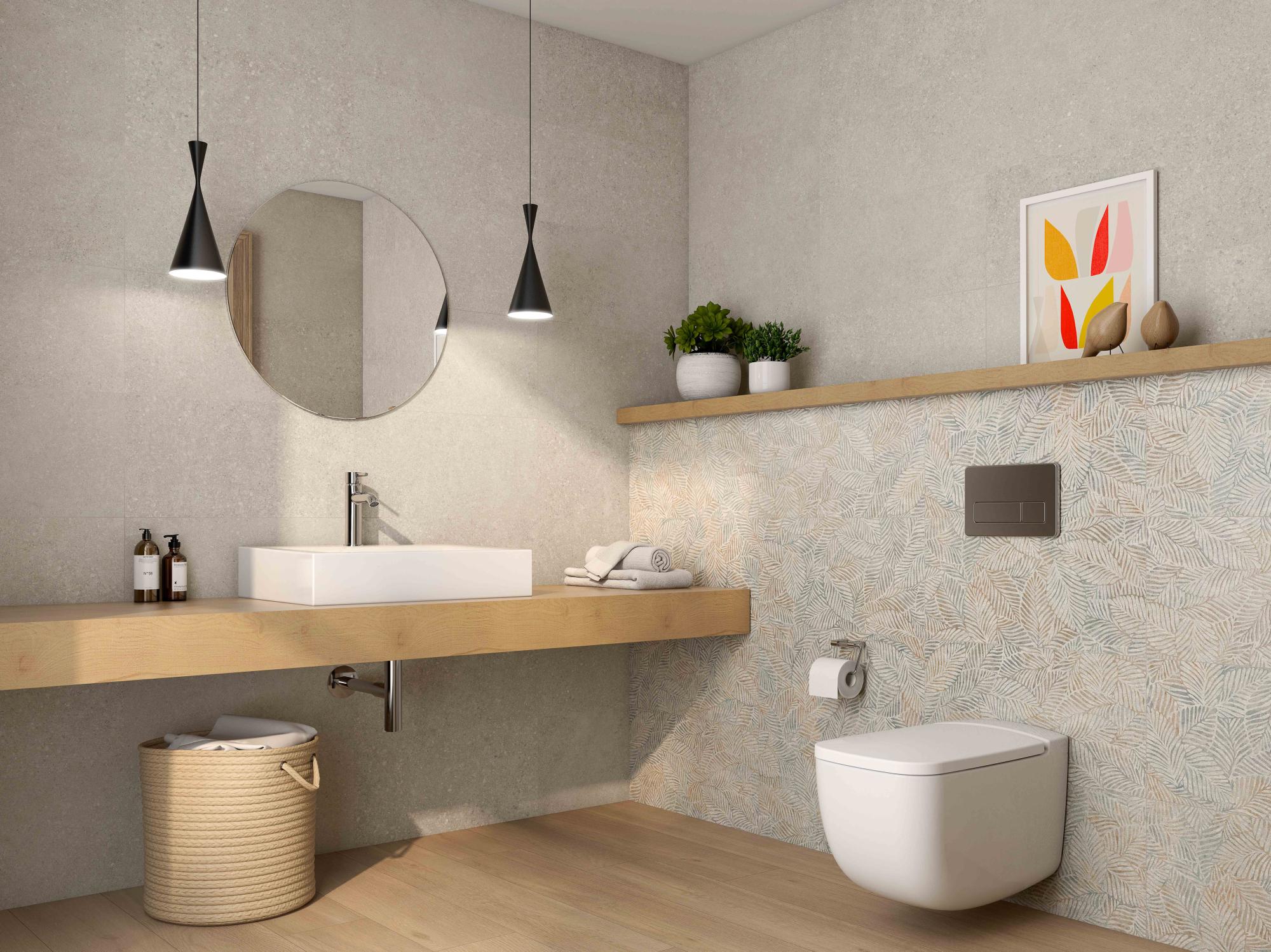 Azulejo cerámico Neutral efecto cemento beige 30x90.2 cm ROCA TILES ...