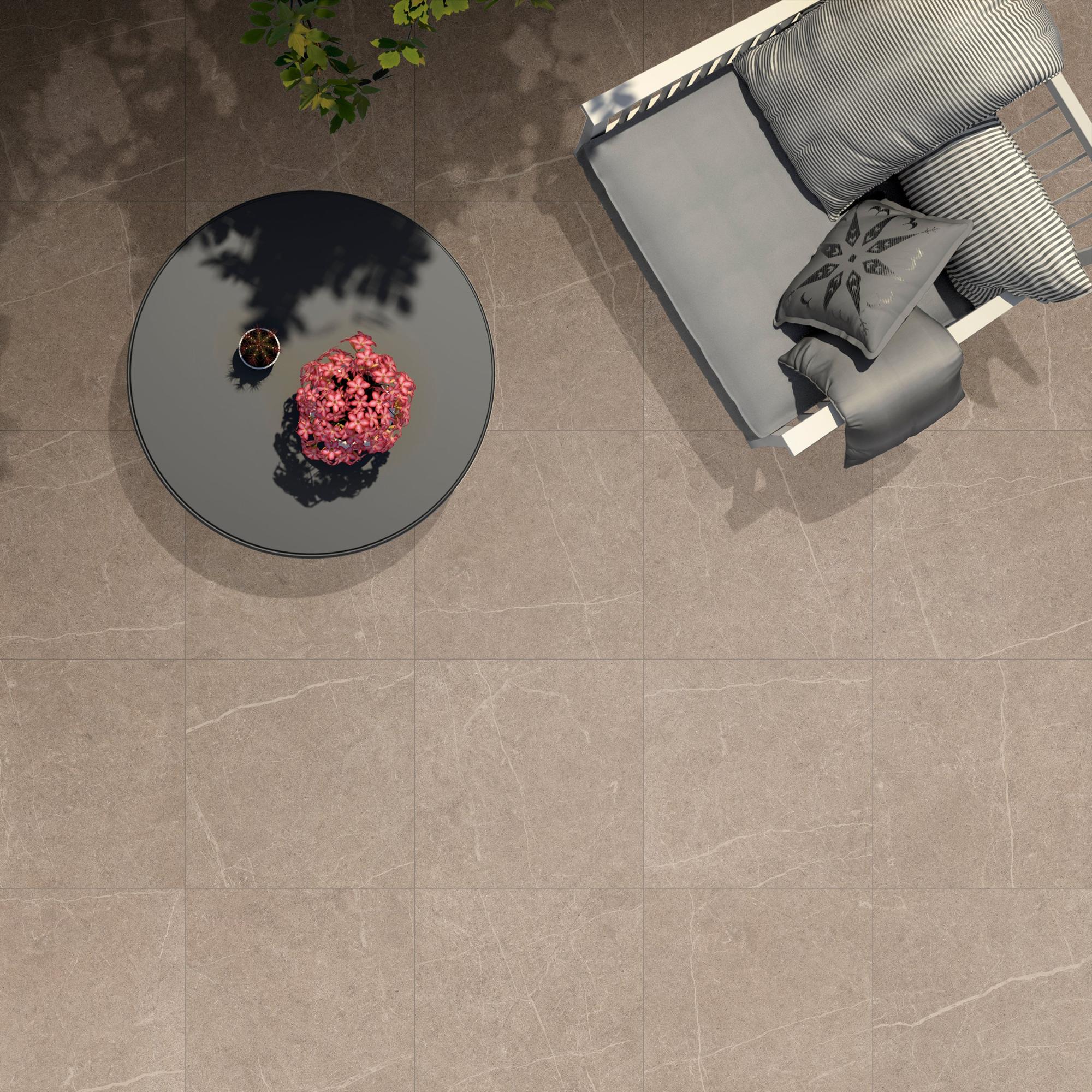 Suelo porcelánico Ng Pietra efecto piedra beige gris 60x60 cm C3 ...