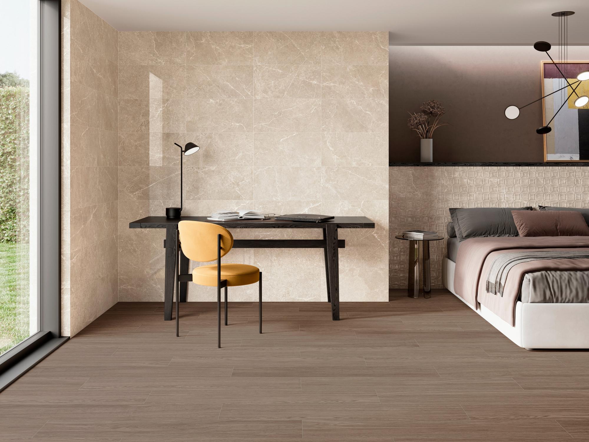 Azulejo efecto piedra cream brillante 30x60 cm Capitol | Leroy Merlin