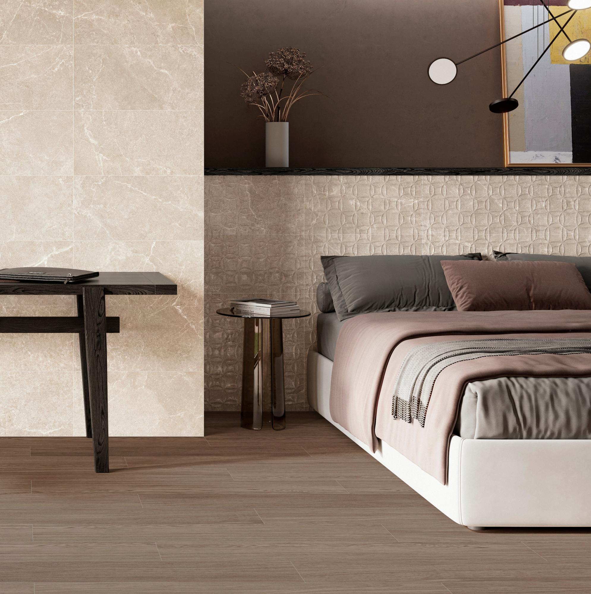 Azulejo efecto piedra cream brillante 30x60 cm Capitol | Leroy Merlin