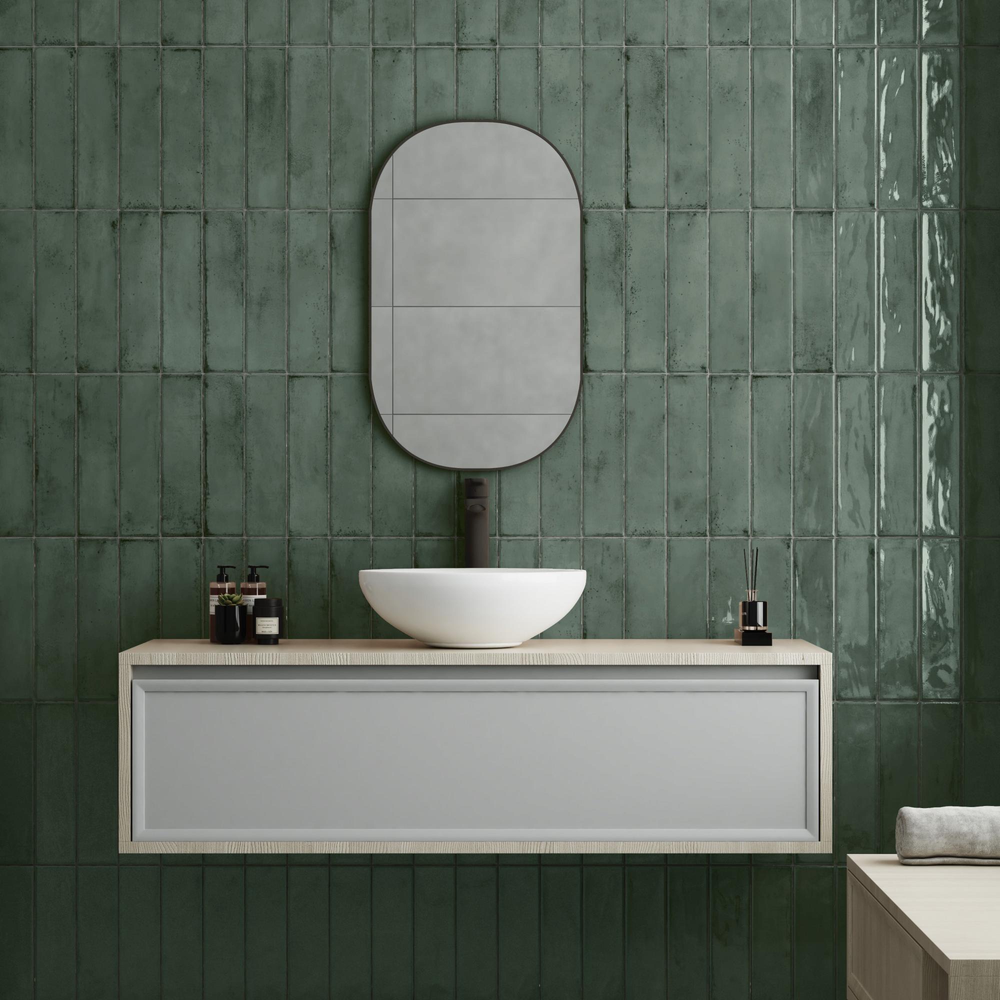 Azulejo efecto zellige green brillante 30x7.5 cm Grace | Leroy Merlin