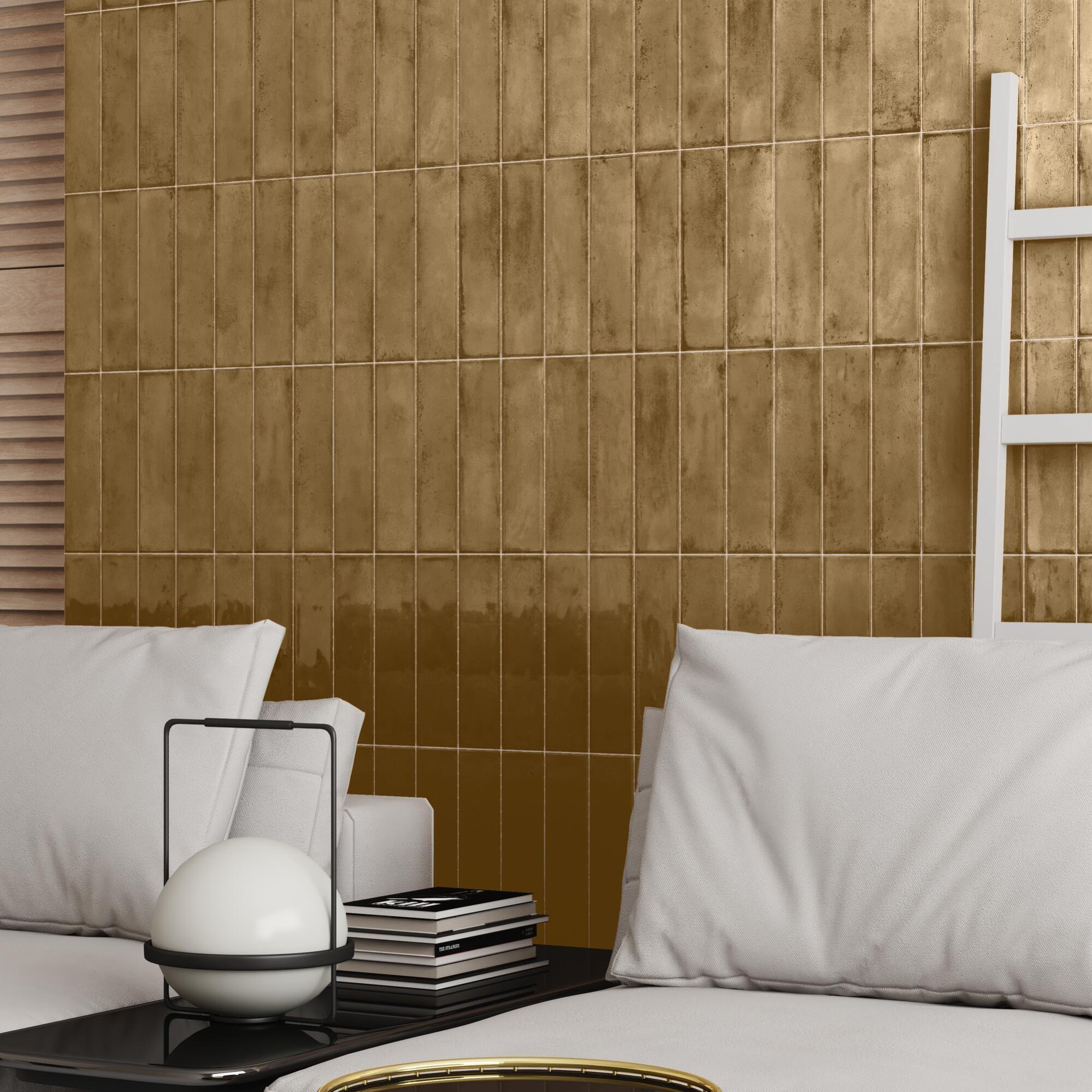Azulejo efecto zellige gold brillante 30x7.5 cm Grace | Leroy Merlin