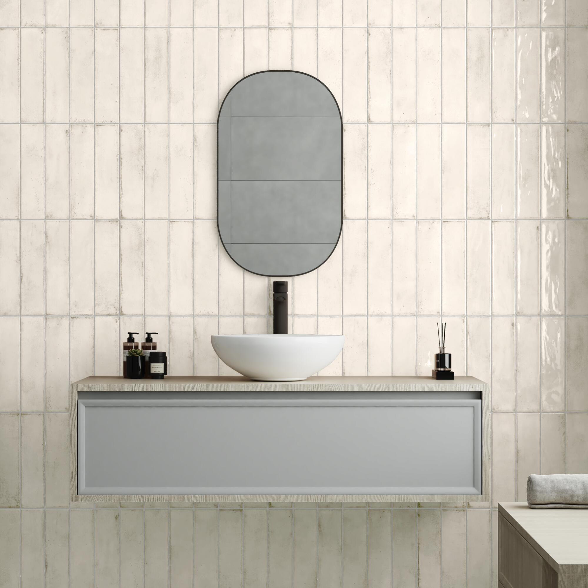 Azulejo cerámico Grace efecto zellige bone 30x7.5 cm PAMESA | Leroy Merlin