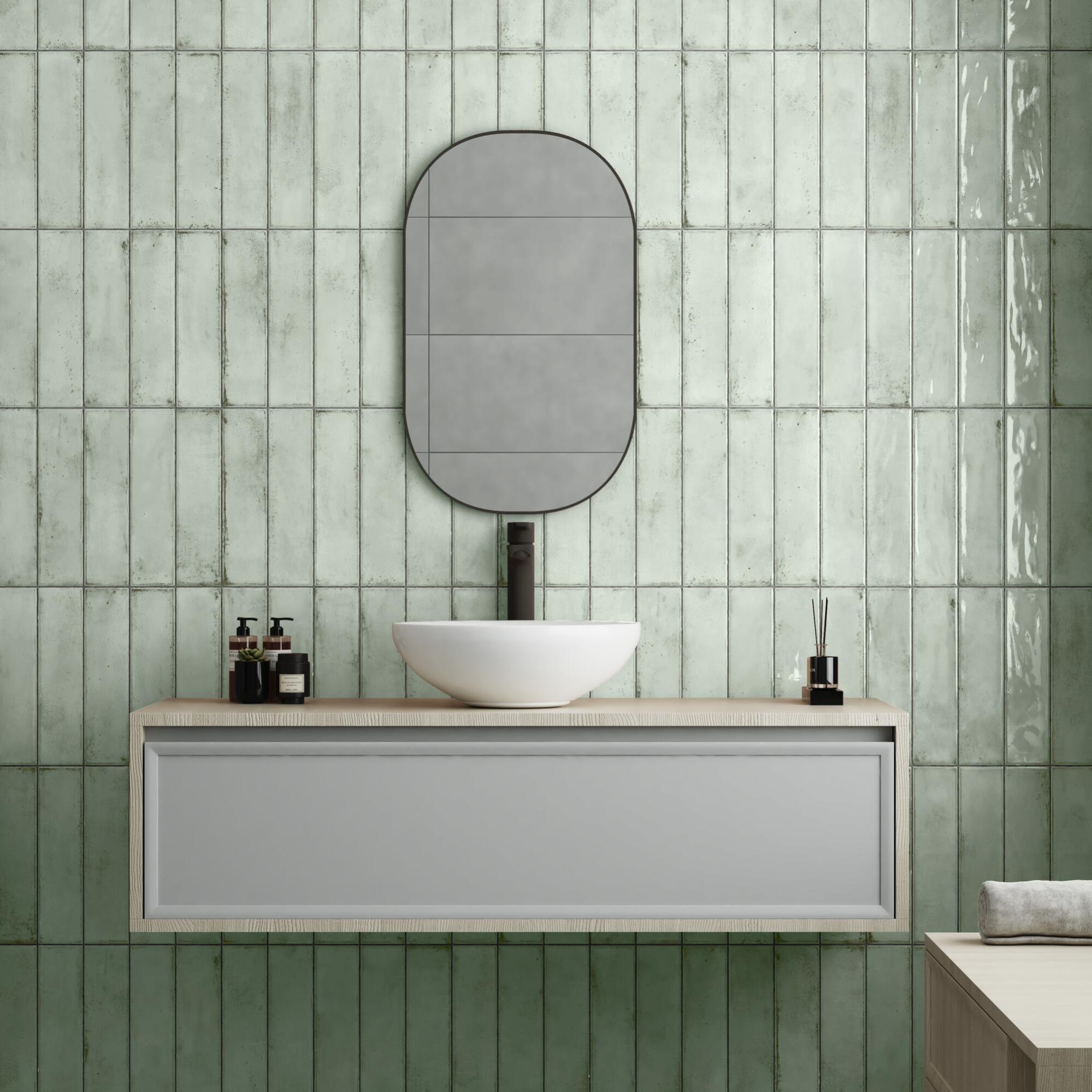 Azulejo cerámico Grace efecto zellige aqua 30x7.5 cm PAMESA | Leroy Merlin