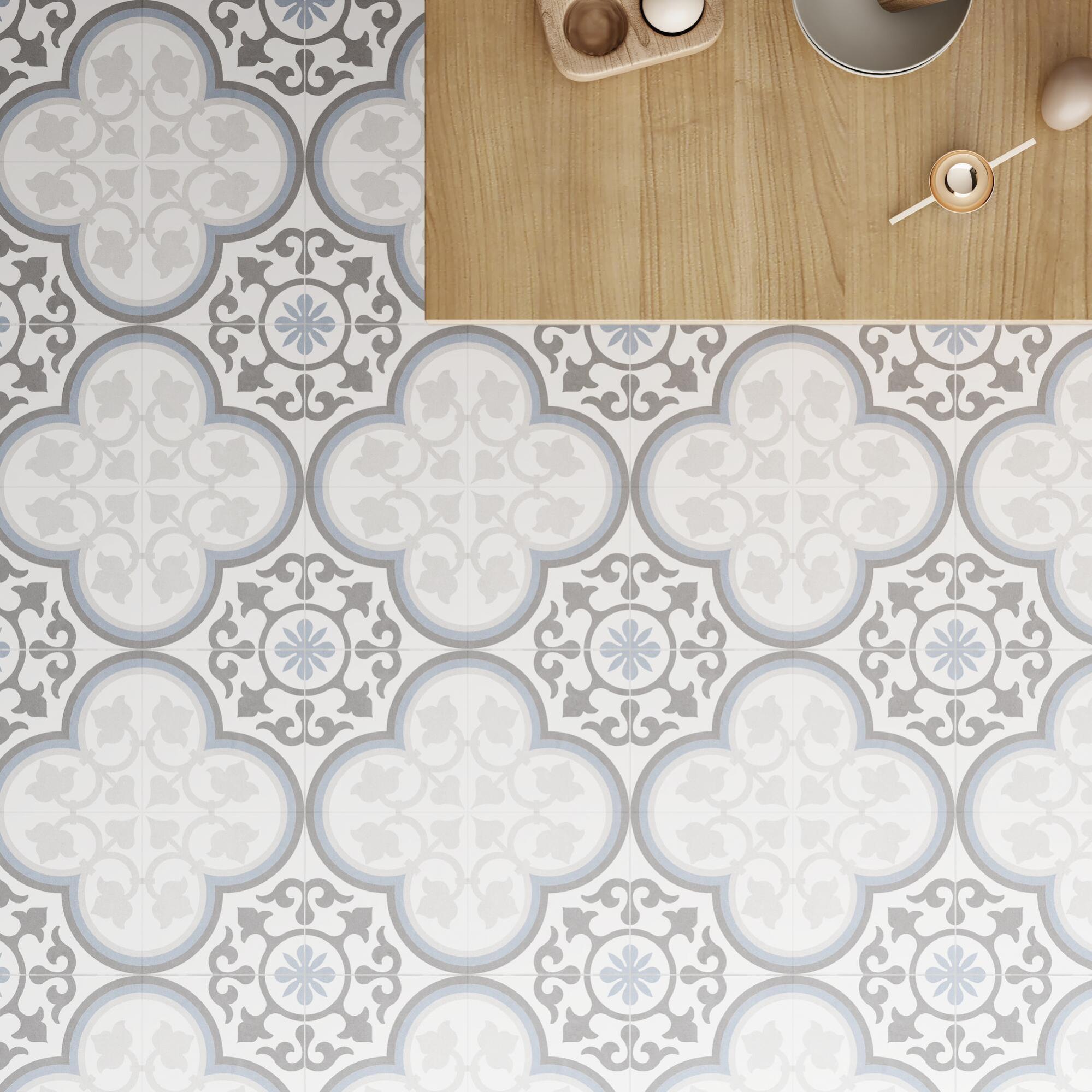 Suelo/Azulejo porcelánico Vintage efecto hidráulico perla 45x45 cm C3 ...