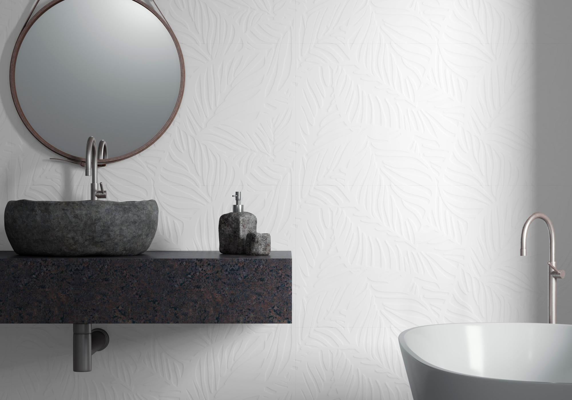 Azulejo efecto relieve blanco mate 60x120 cm Blanco | Leroy Merlin