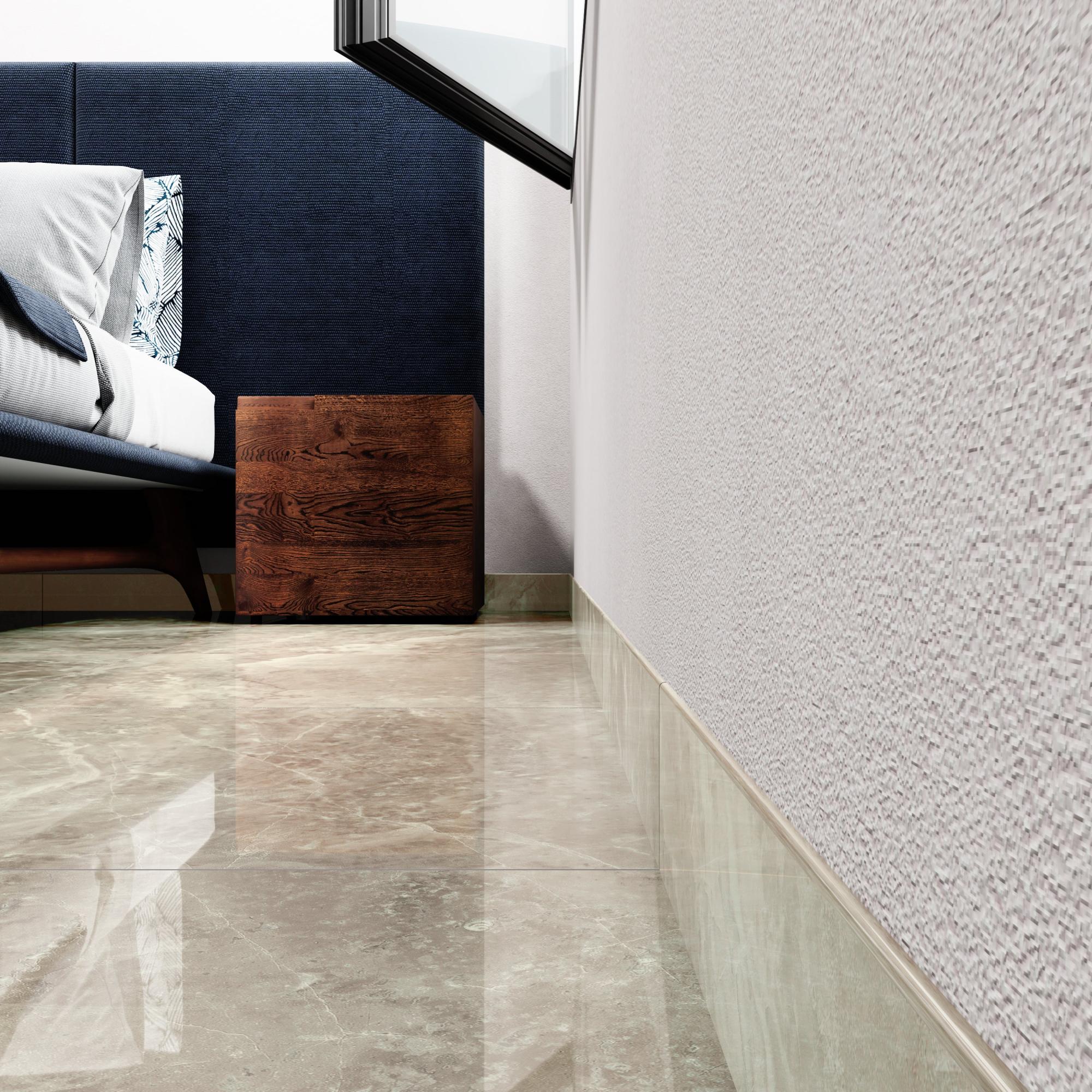 Rodapie porcelánico Arezzo mármol crema pulido 9x60 cm PAMESA | Leroy Merlin