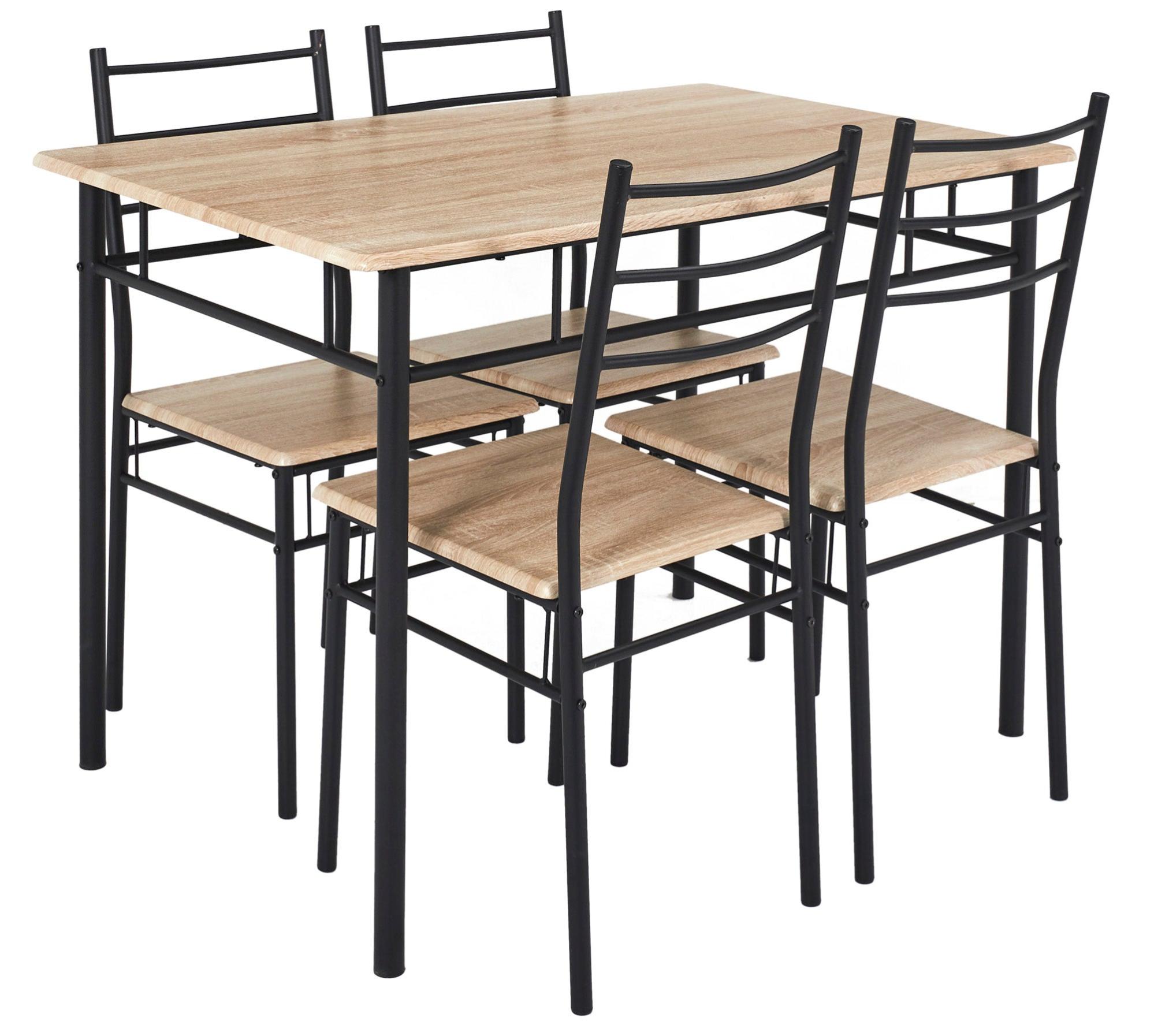 Set de mesa con 4 sillas Loka CMP madera/negro | Leroy Merlin