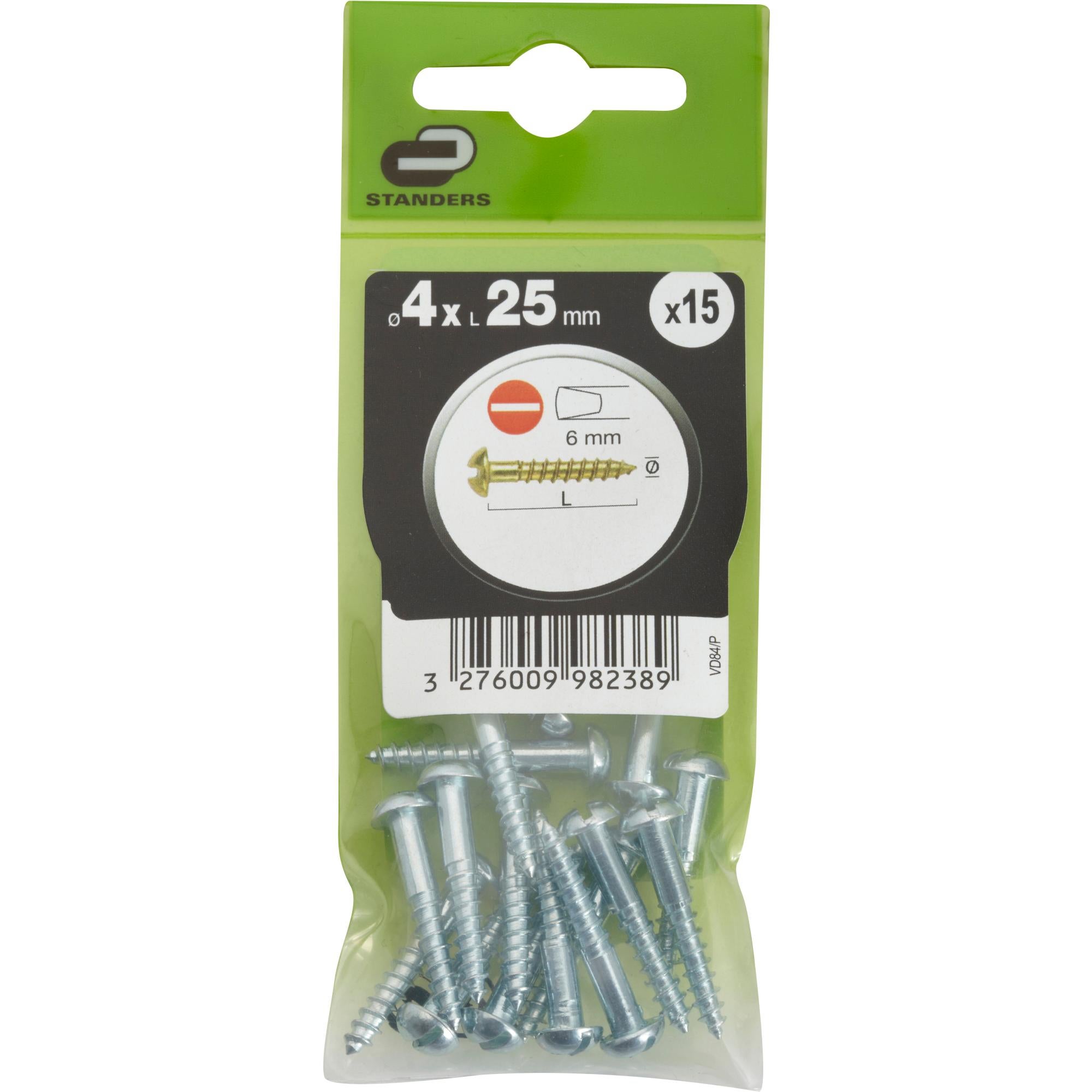Lot de 15 vis laiton tête ronde STANDERS, Diam.4 mm x L.25 mm | Leroy Merlin