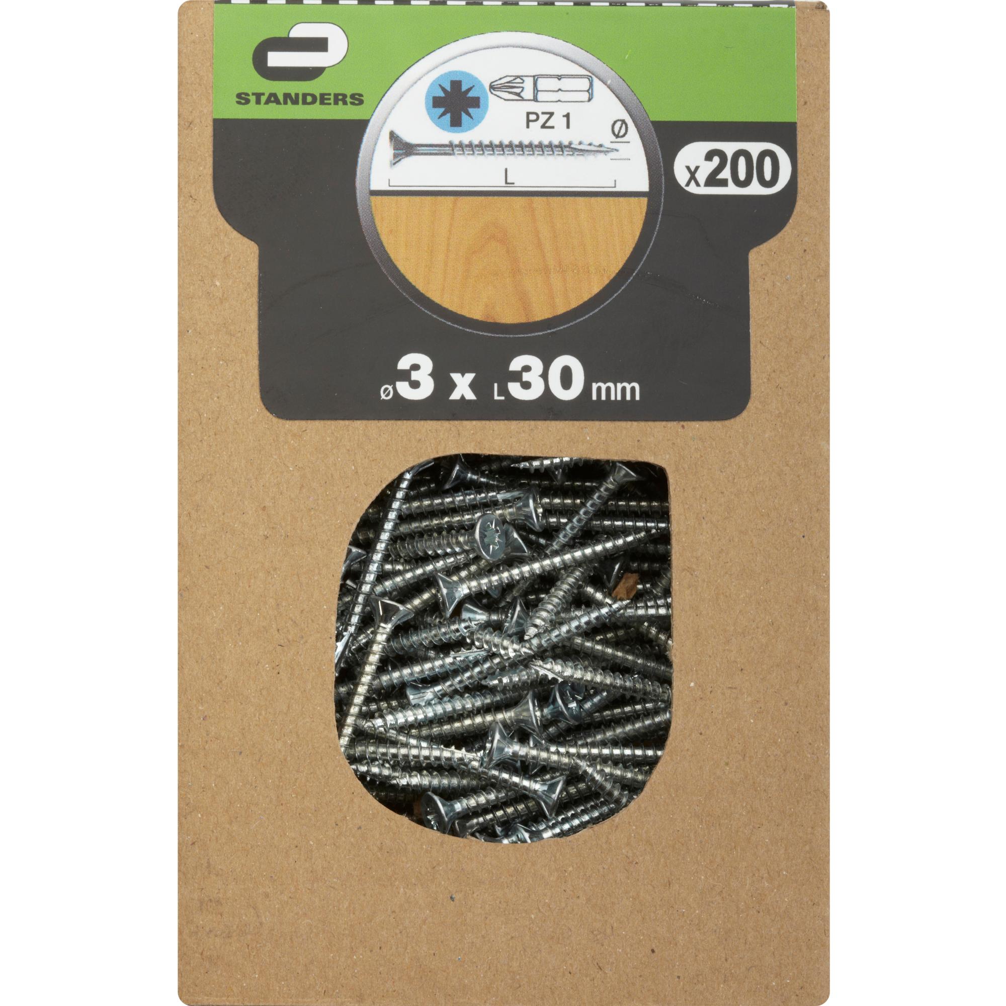 Lot de 200 vis acier tête fraisée STANDERS, Diam.3 mm x L.30 mm | Leroy Merlin