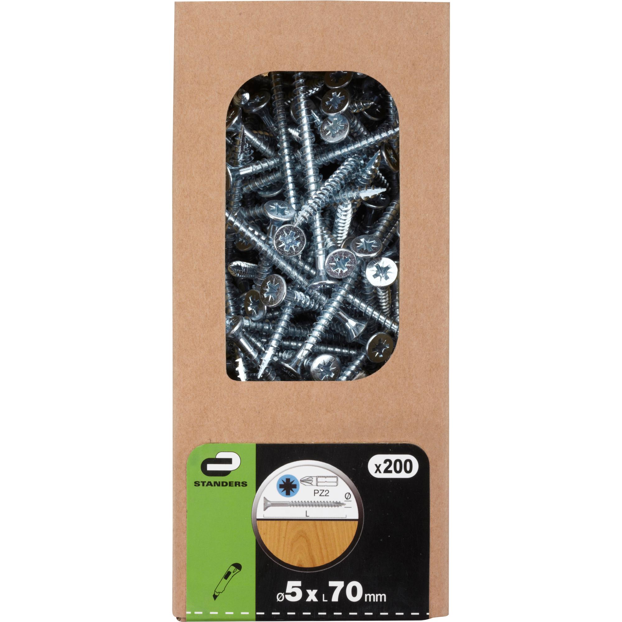 Lot de 200 vis acier tête fraisée STANDERS, Diam.5 mm x L.70 mm | Leroy Merlin