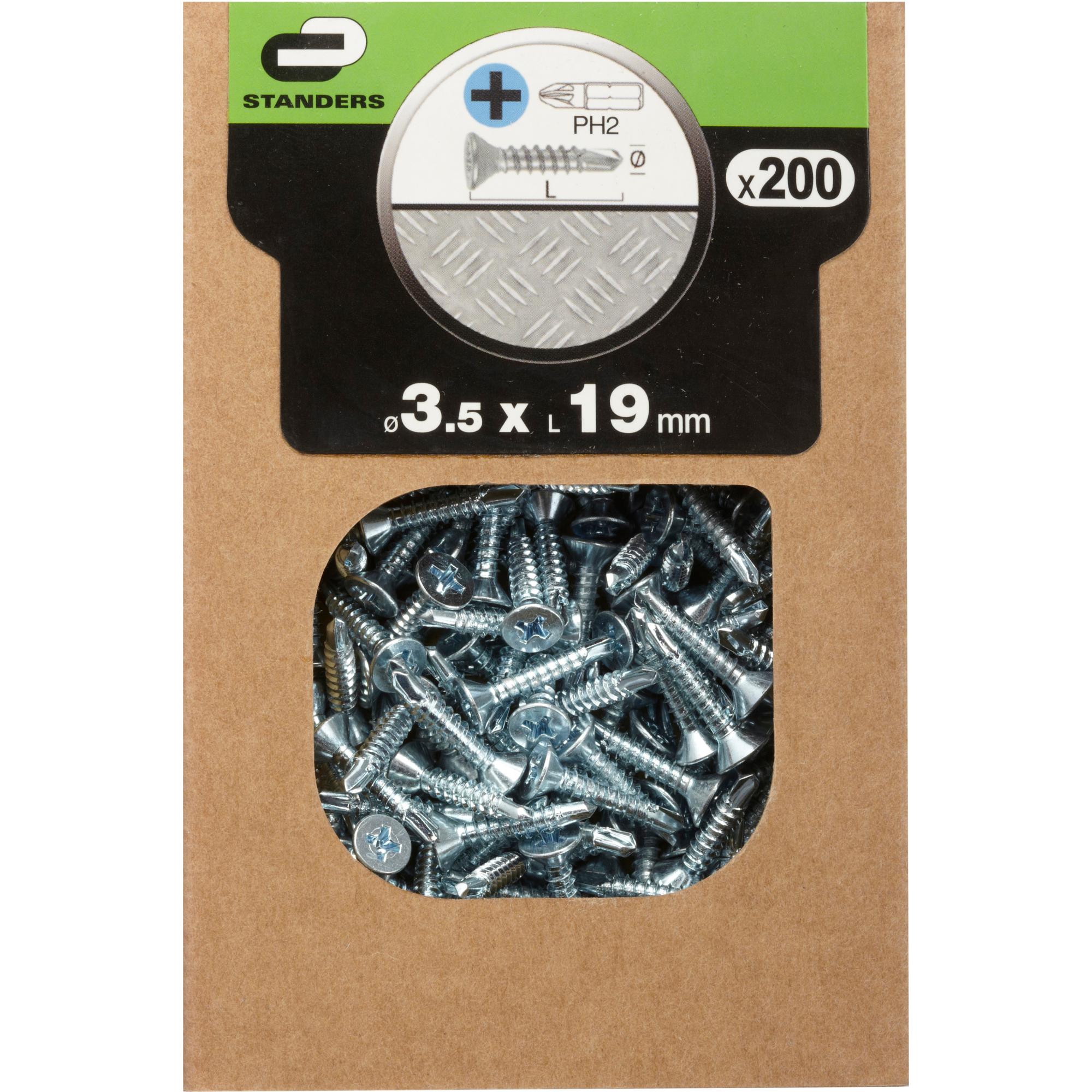 Lot de 200 vis acier tête fraisée pozidriv STANDERS, Diam.3.5 mm x L.19 mm | Leroy Merlin