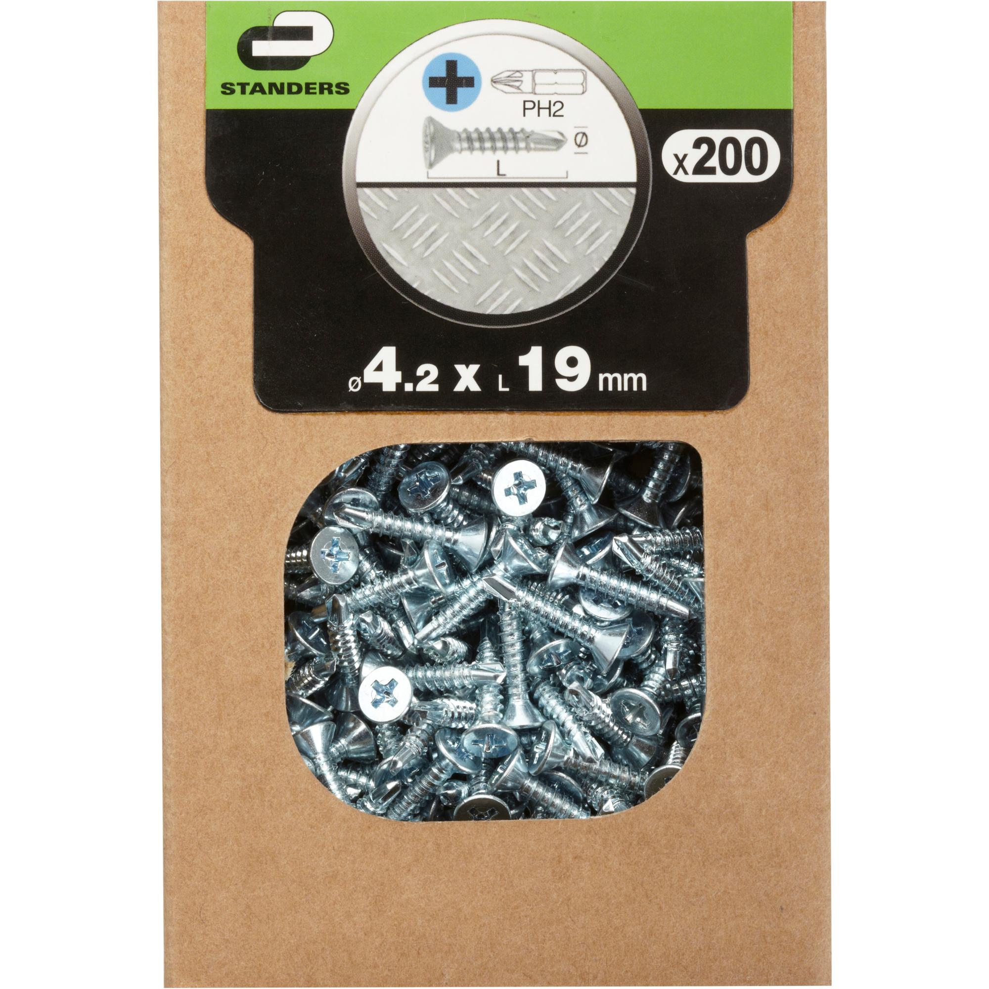 Lot de 200 vis acier tête fraisée pozidriv STANDERS, Diam.4.2 mm x L.19 mm | Leroy Merlin